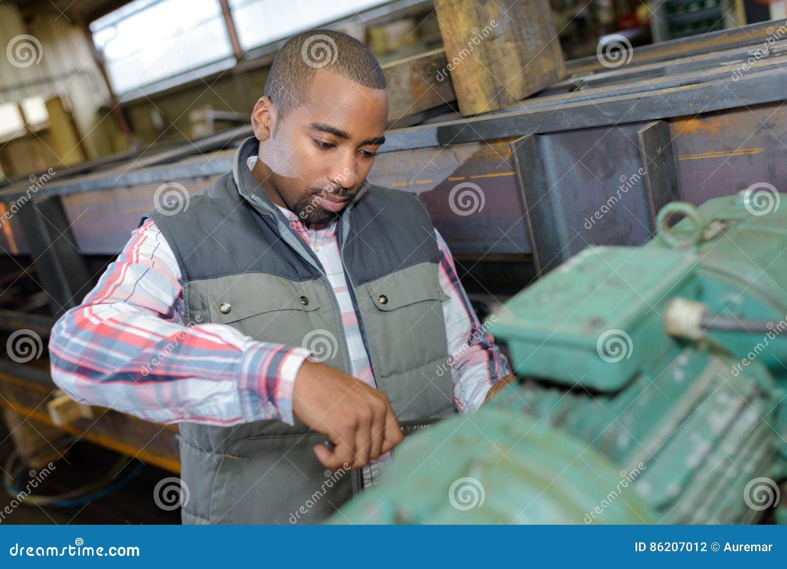 Worker Fixing Machine Motor Stock Photo - Image of worker, work: 86207012