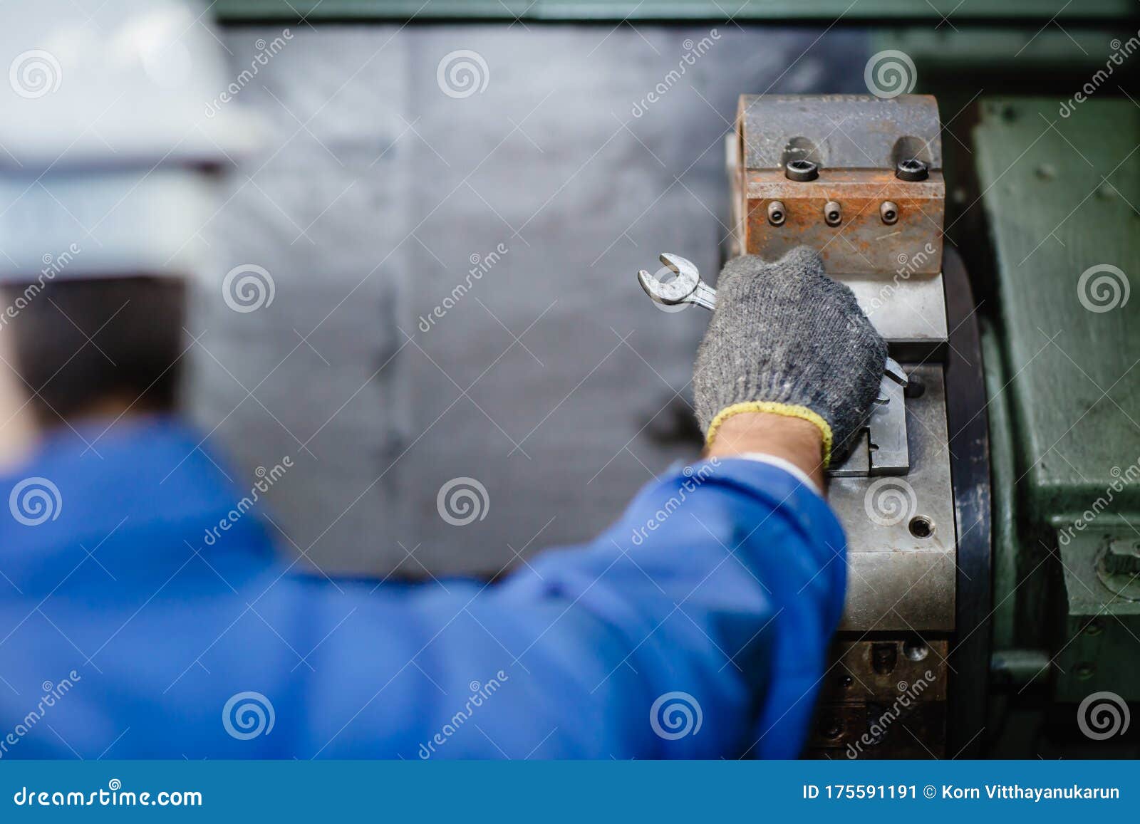Worker Fixing the Machine with Wrench Stock Image - Image of machinery ...