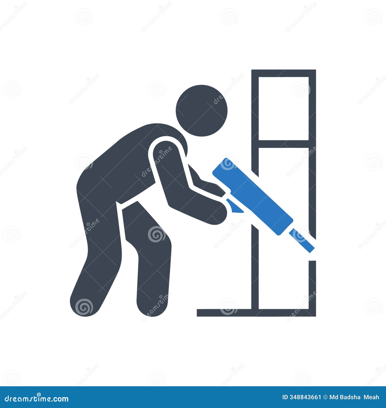 Worker Fixing An HVAC Unit With A Wrench Vector Icon | CartoonDealer ...