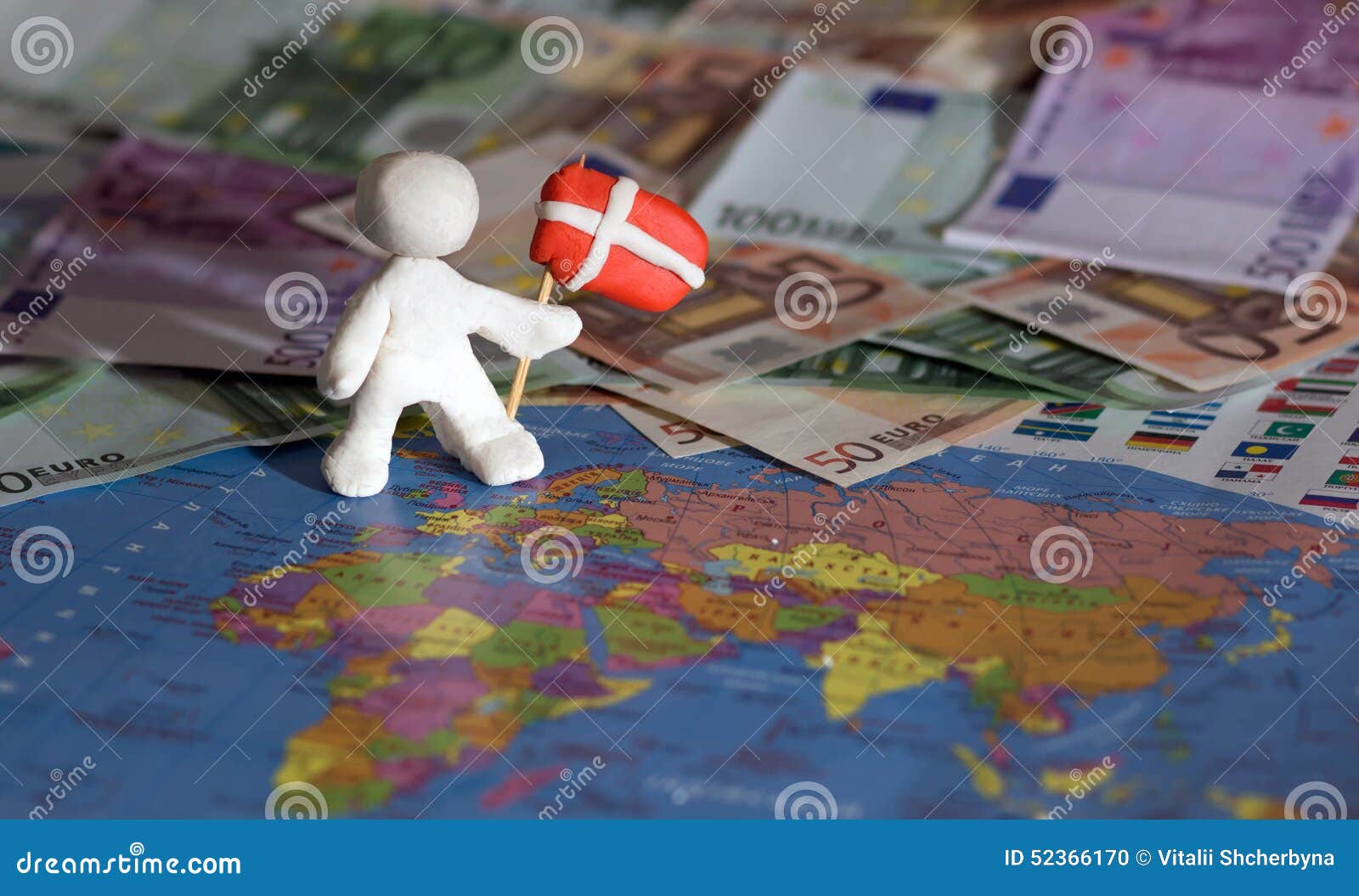 Worker With Flag Standing Across The Road Preventing Traffic In ...