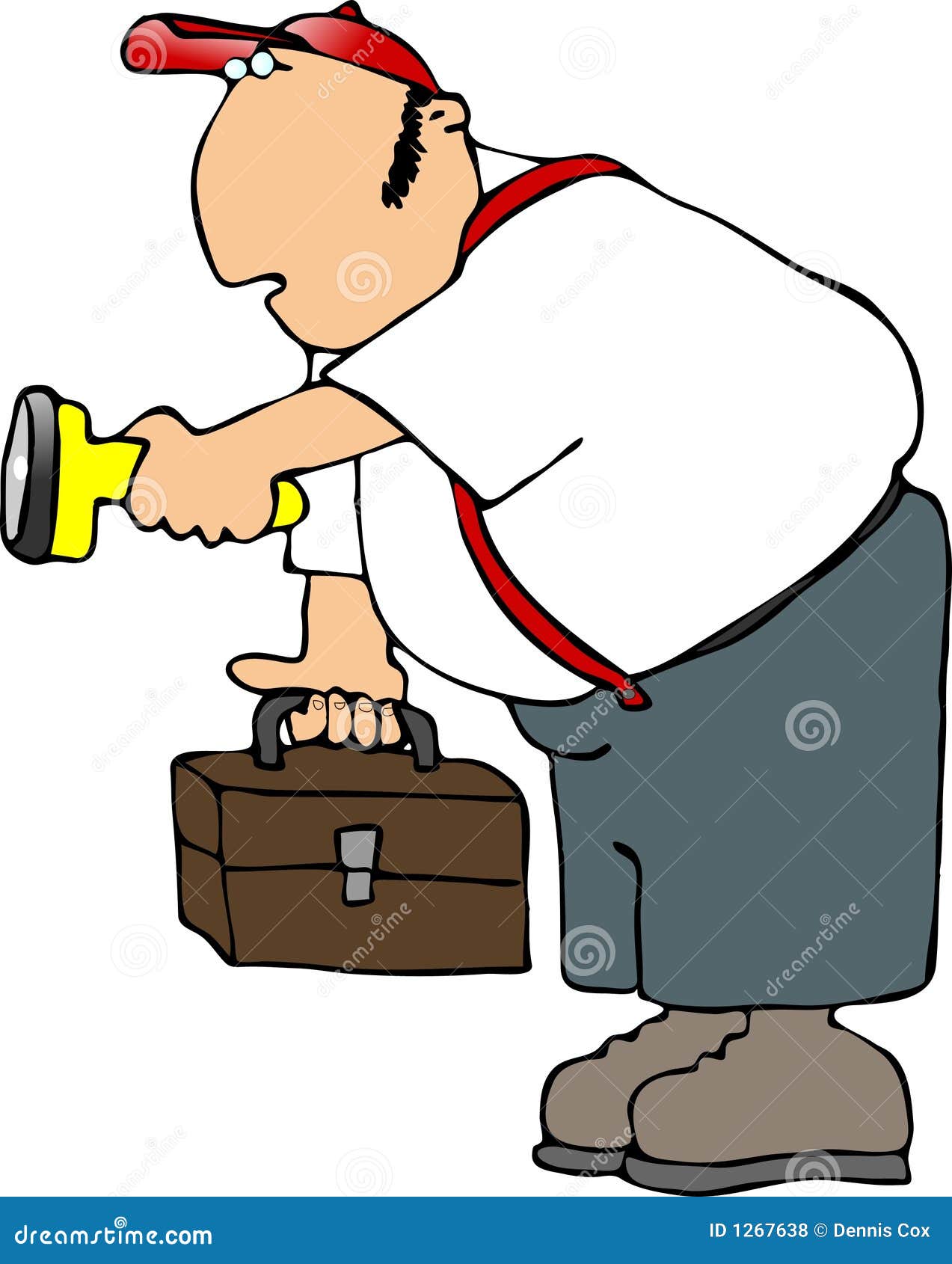 Worker with a flashlight stock illustration. Illustration of male - 1267638