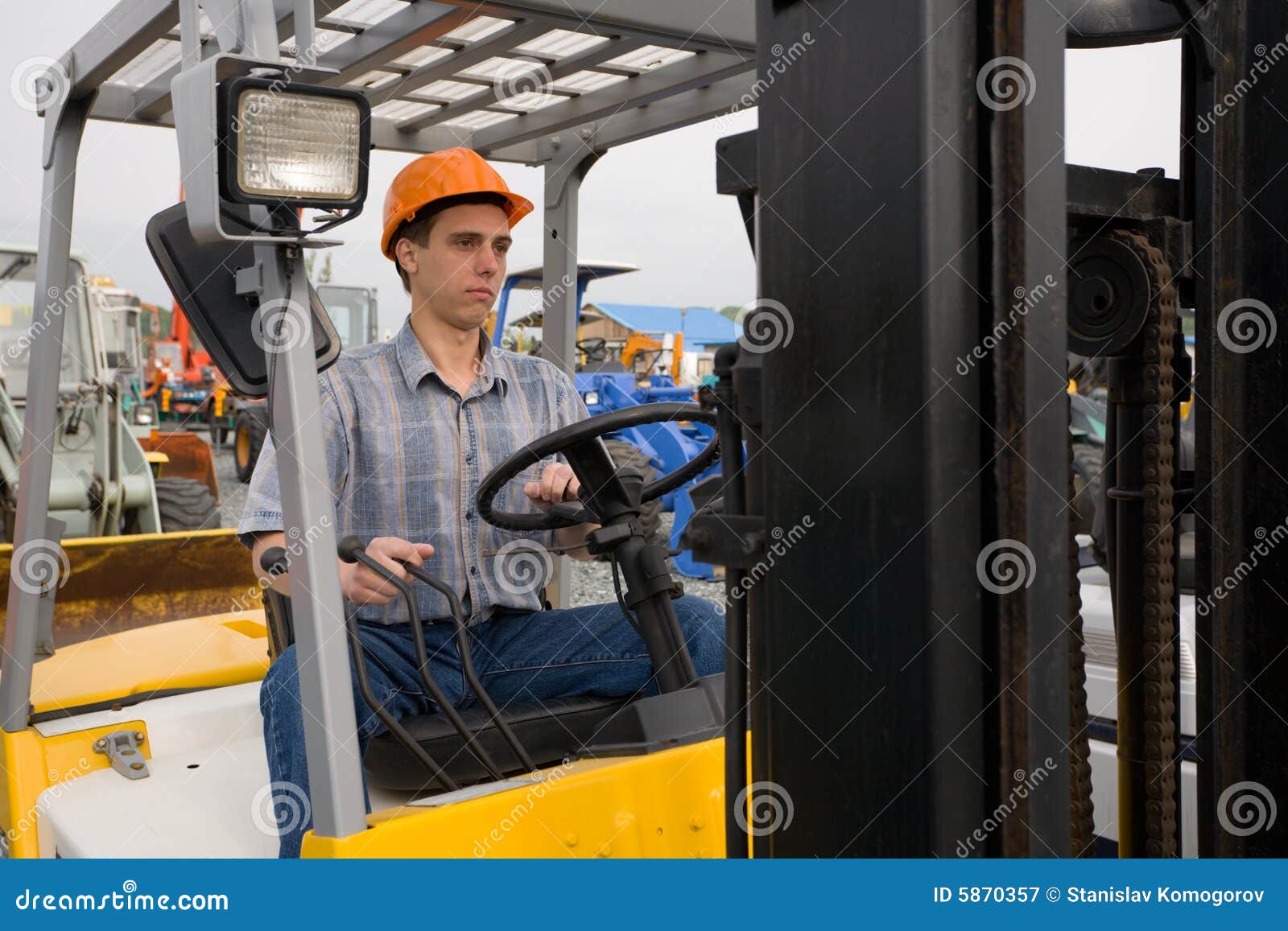 Worker & forklift stock image. Image of heavy, hard - 5870357