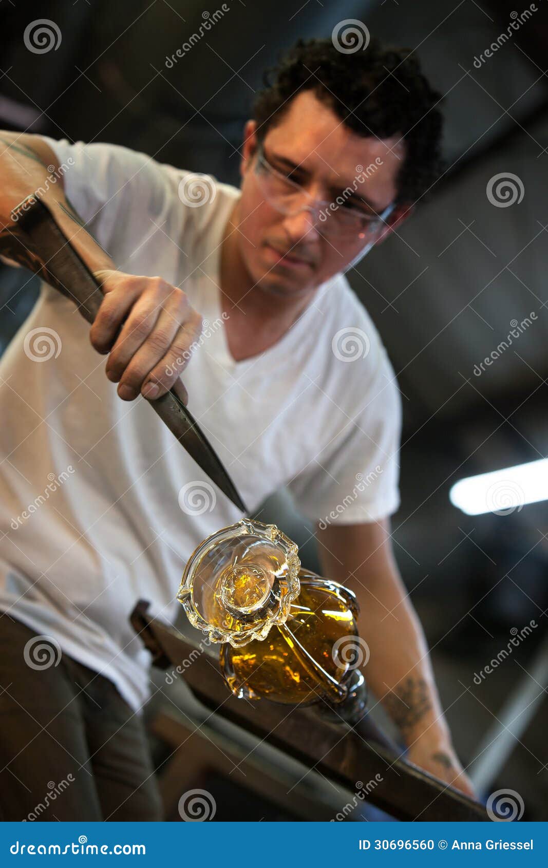 Worker Forming Edges of Glass Stock Photo - Image of european, melting ...