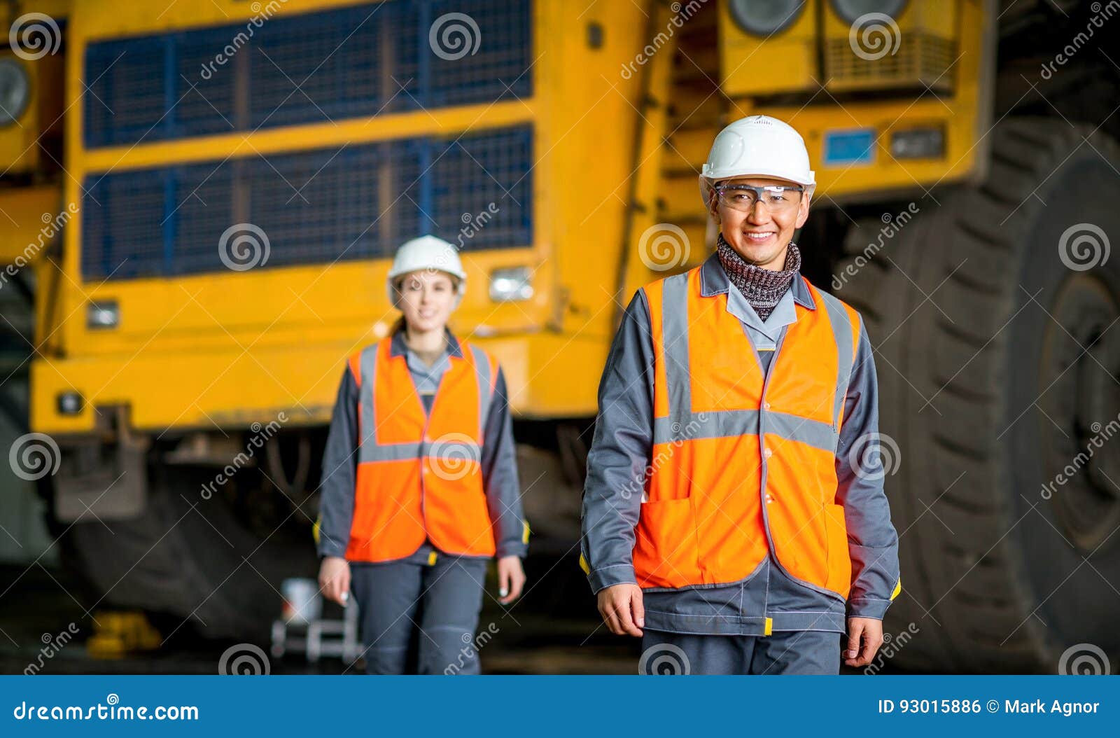 Worker in Front of a Bug Truck Stock Photo - Image of material ...