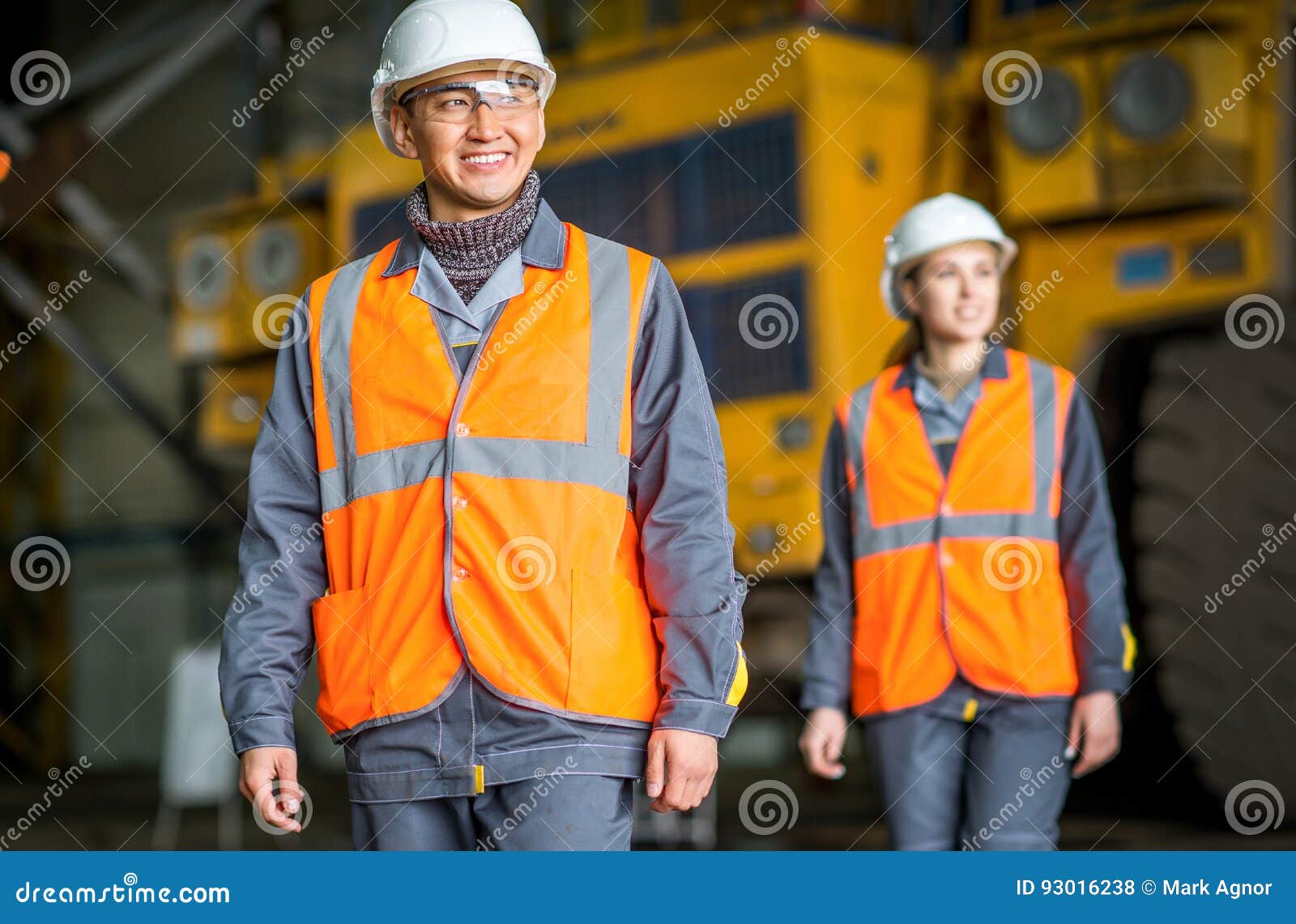 Worker in Front of a Bug Truck Stock Photo - Image of construction ...