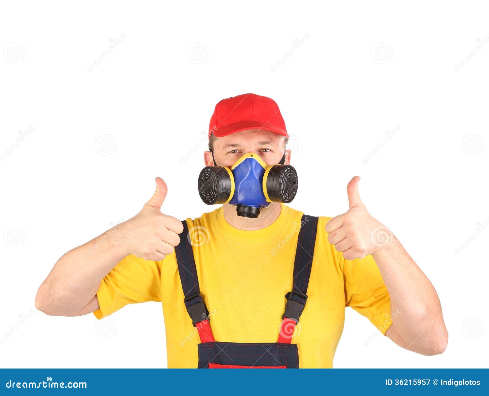 Worker In Gas Mask Thumbs Up. Royalty-Free Stock Photography ...