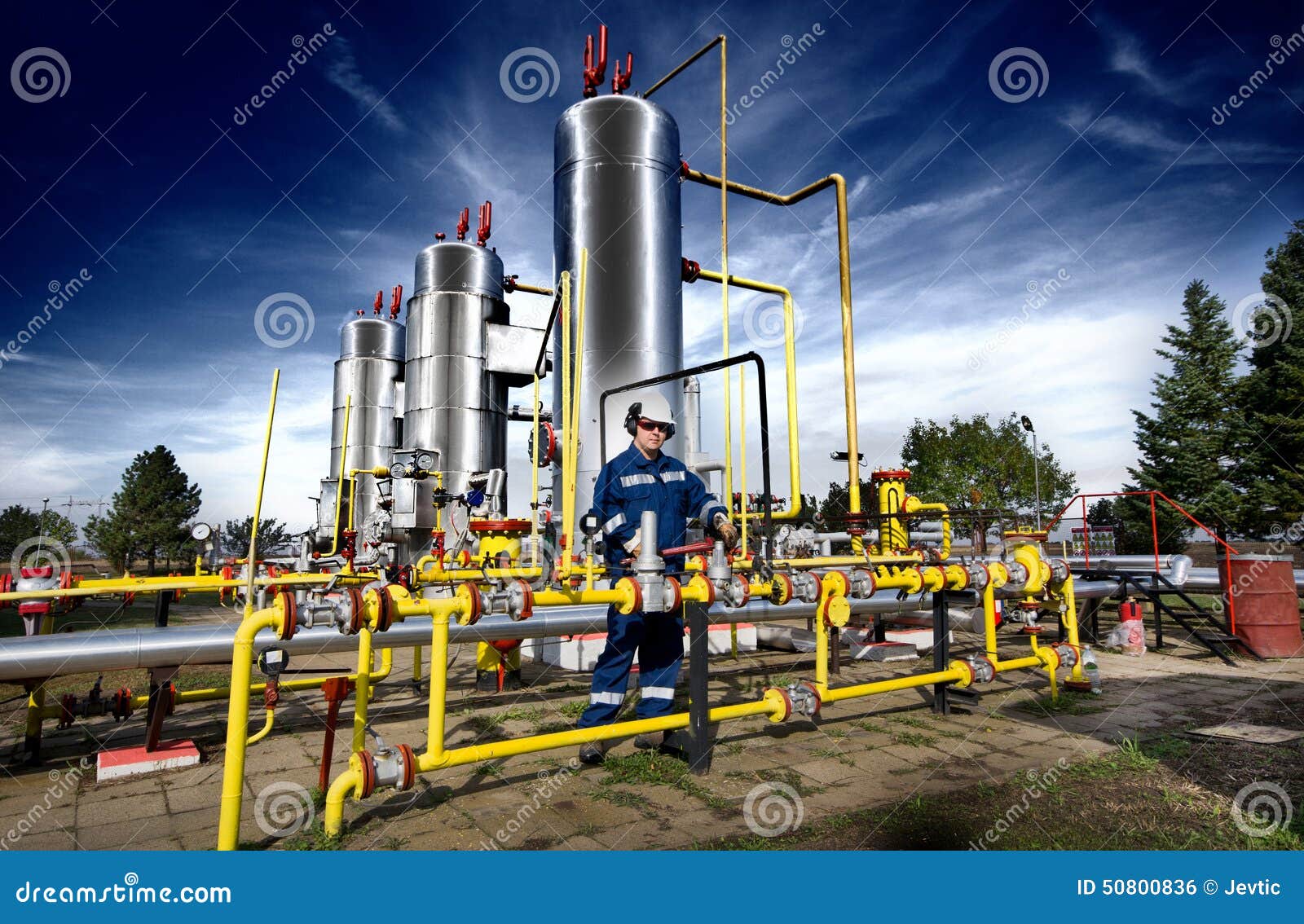 Worker on gas plant stock photo. Image of business, check - 50800836