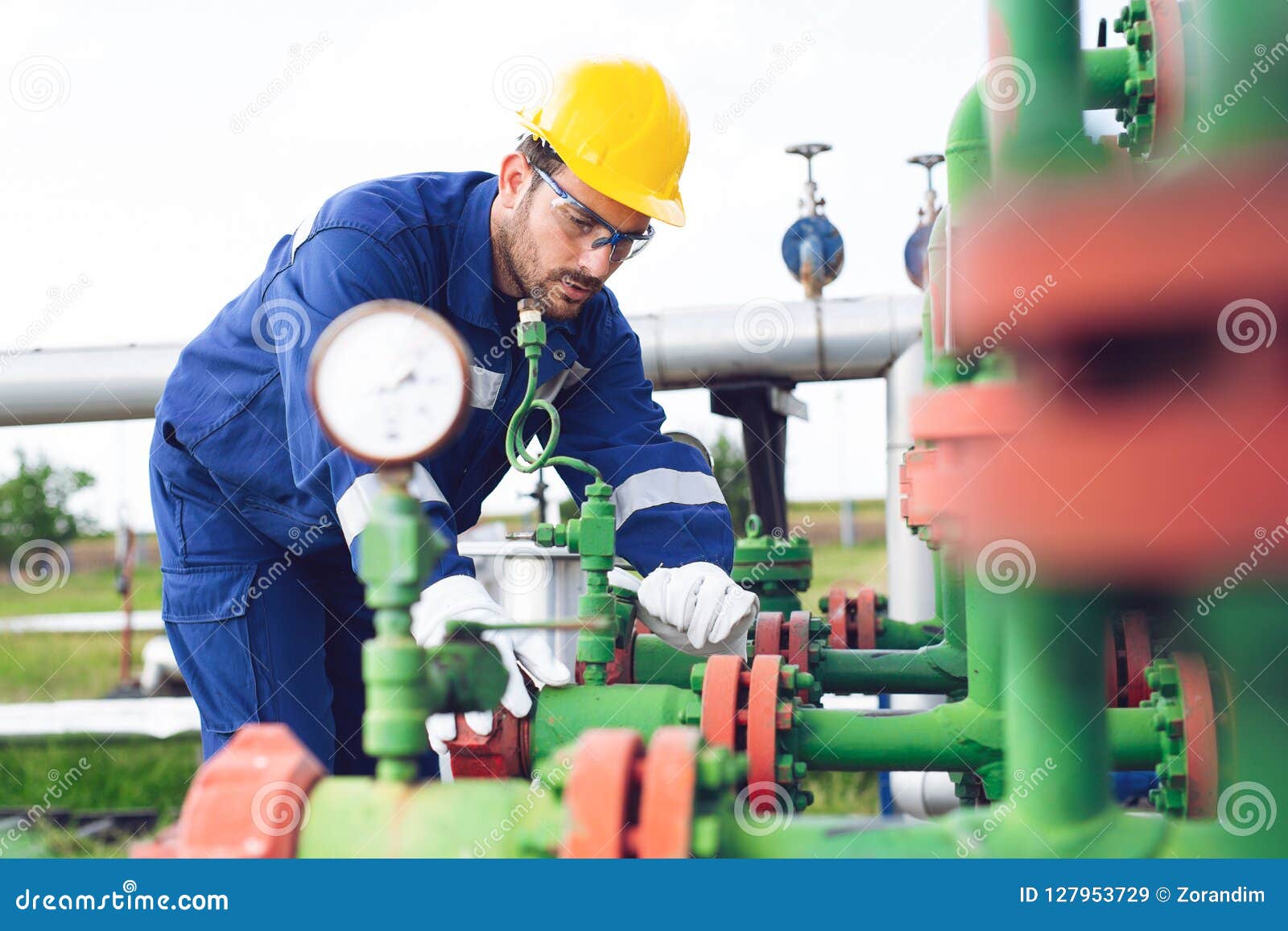 The Worker of the Gas Refinery Stock Image - Image of inspection ...