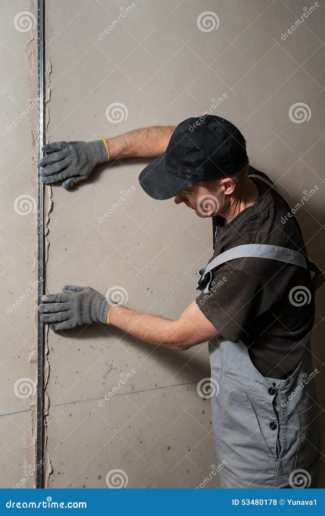 Worker Gets Plaster on the Wall Stock Photo - Image of craftsperson ...
