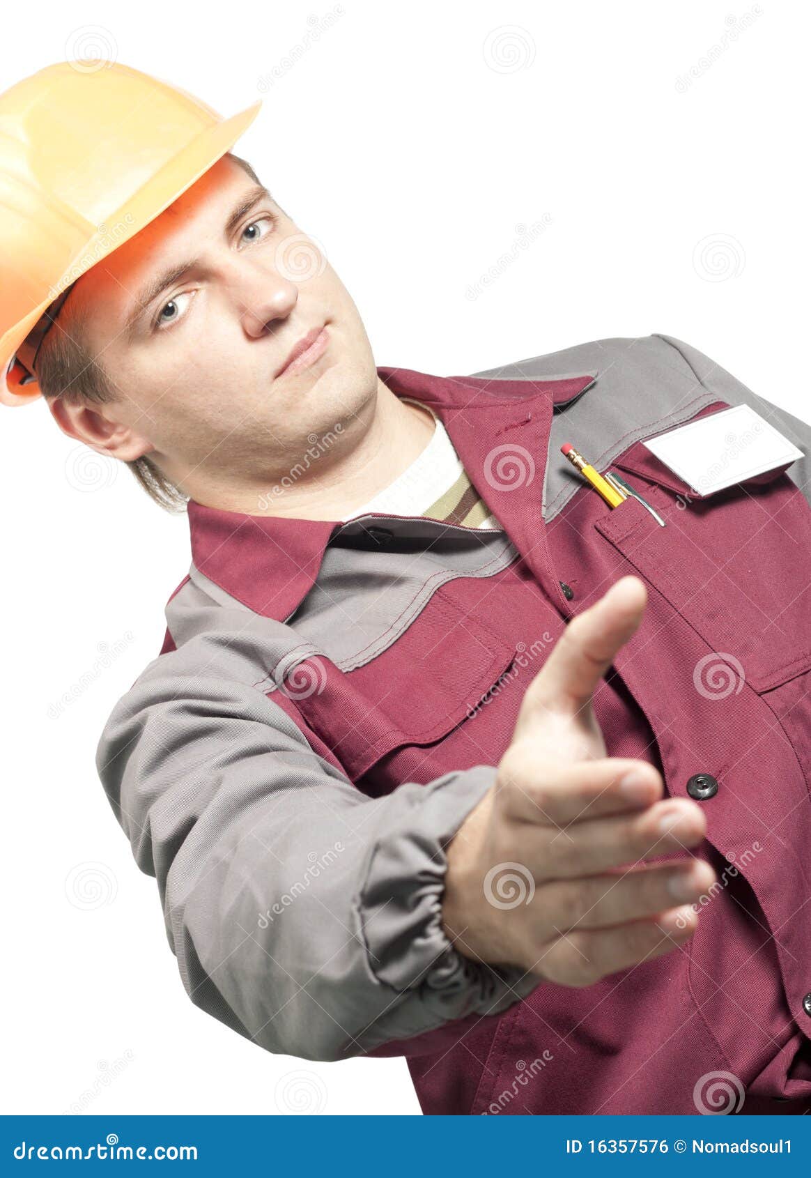 Worker giving a hand stock photo. Image of construction - 16357576