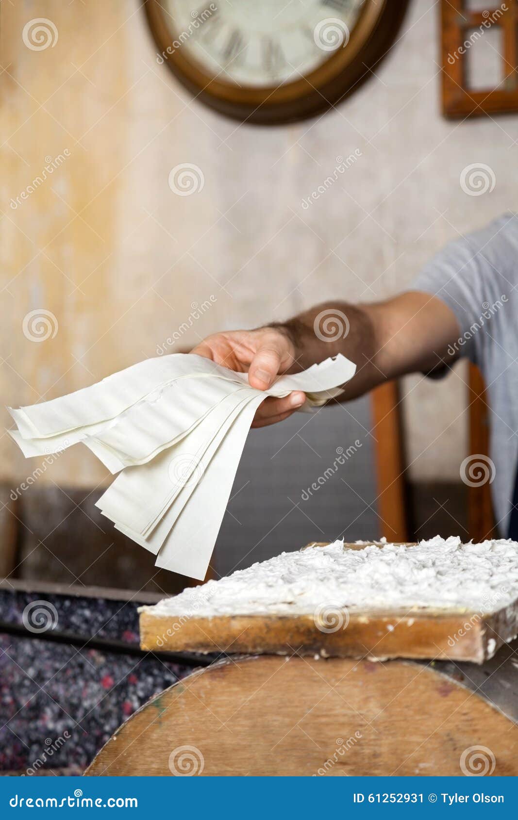 Worker Giving Paper Strips in Factory Stock Image - Image of occupation ...