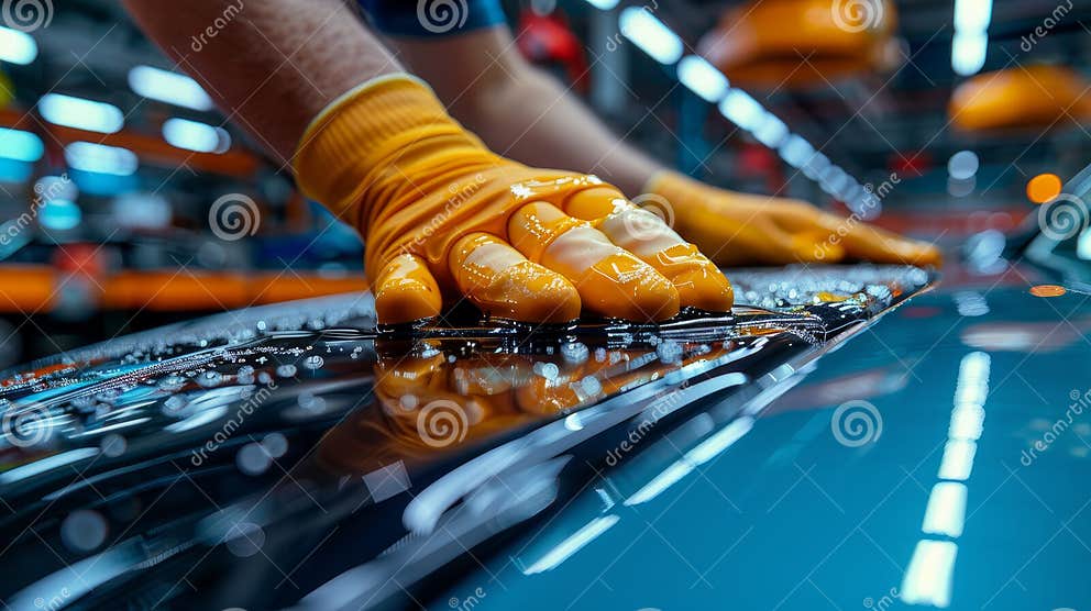 A Worker with Gloves on an Assembly Line. Stock Photo - Image of worker ...