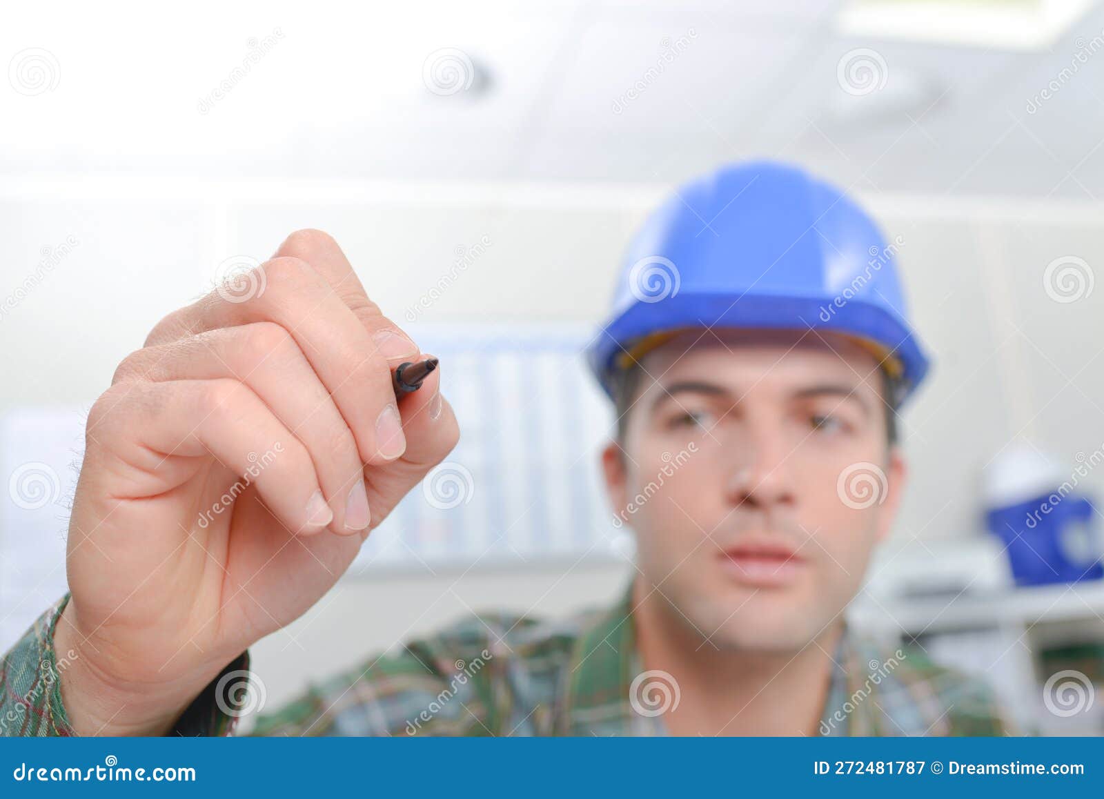Worker Going Over Plans Together Stock Image - Image of sitting, plans ...