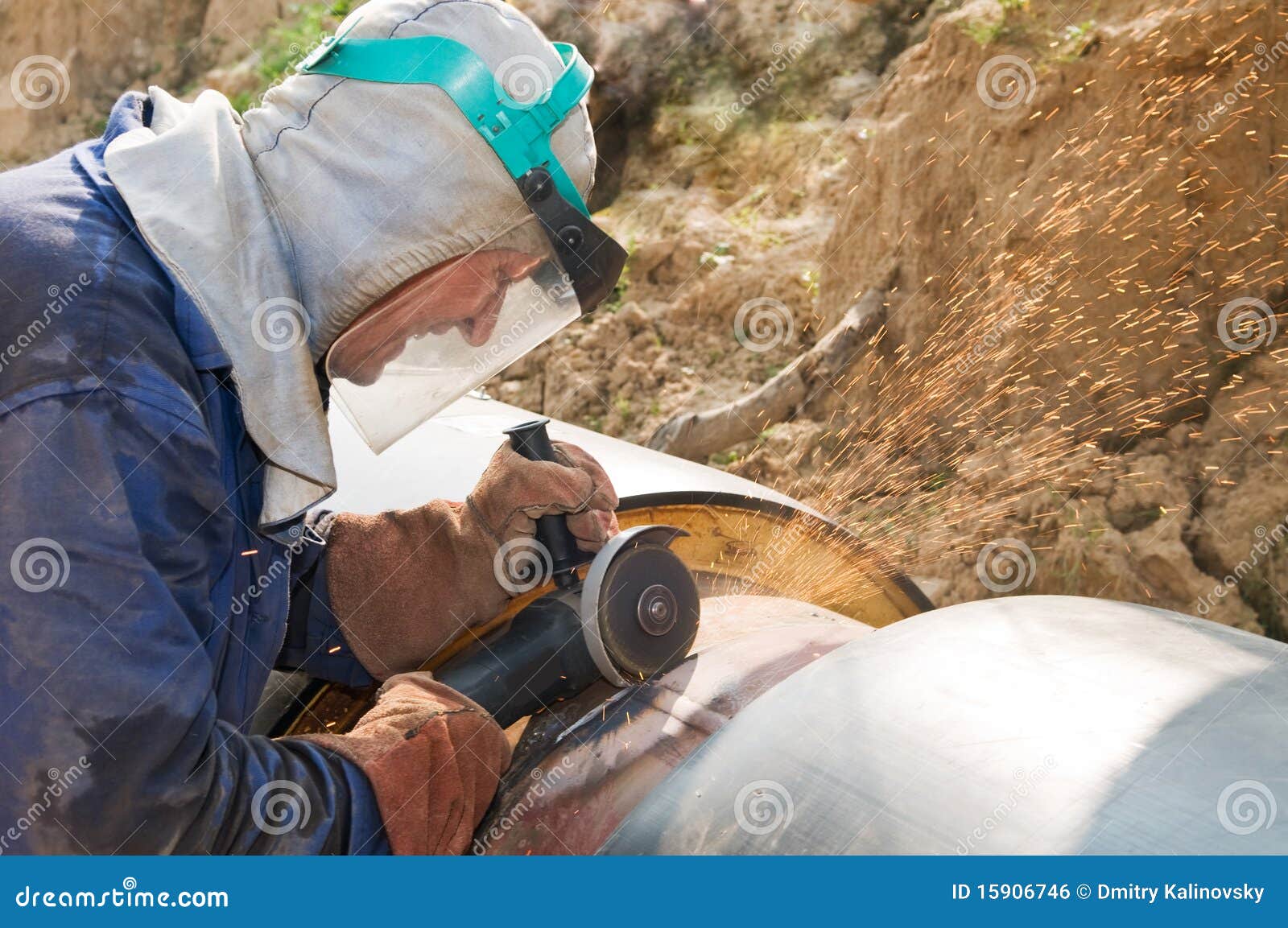 Worker and grinder machine stock photo. Image of blade - 15906746
