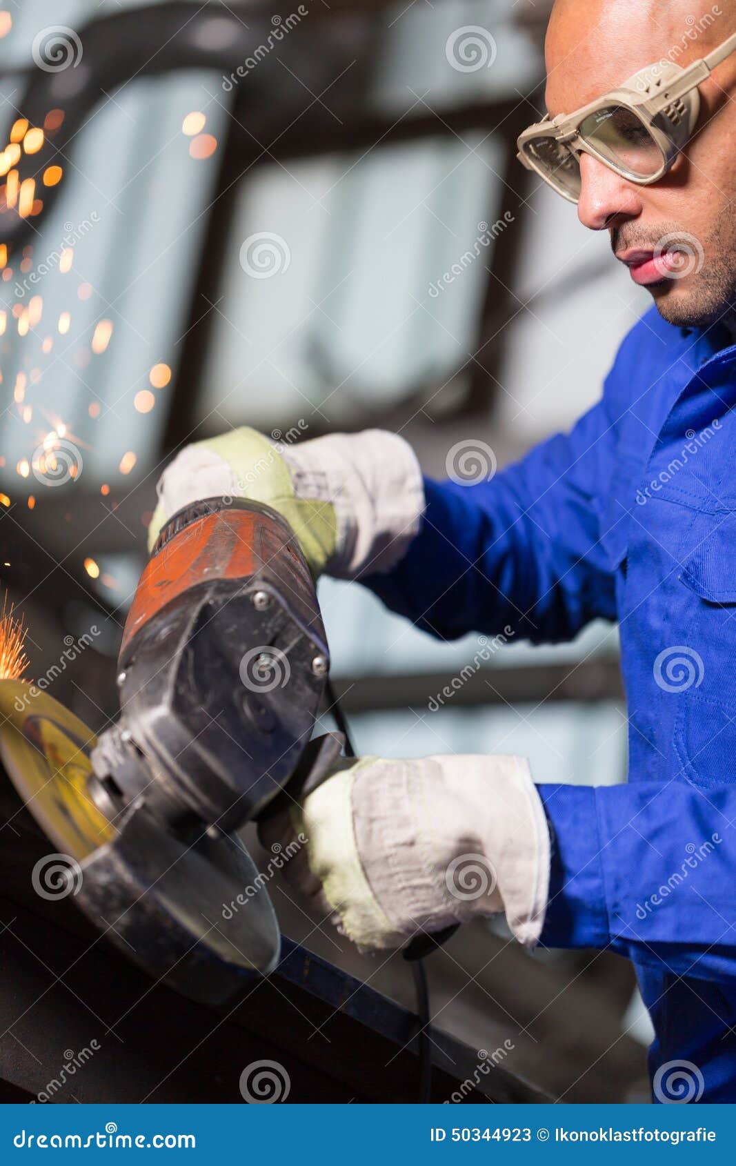 Worker Grinding Metal with Angle Gringer Stock Image - Image of people ...