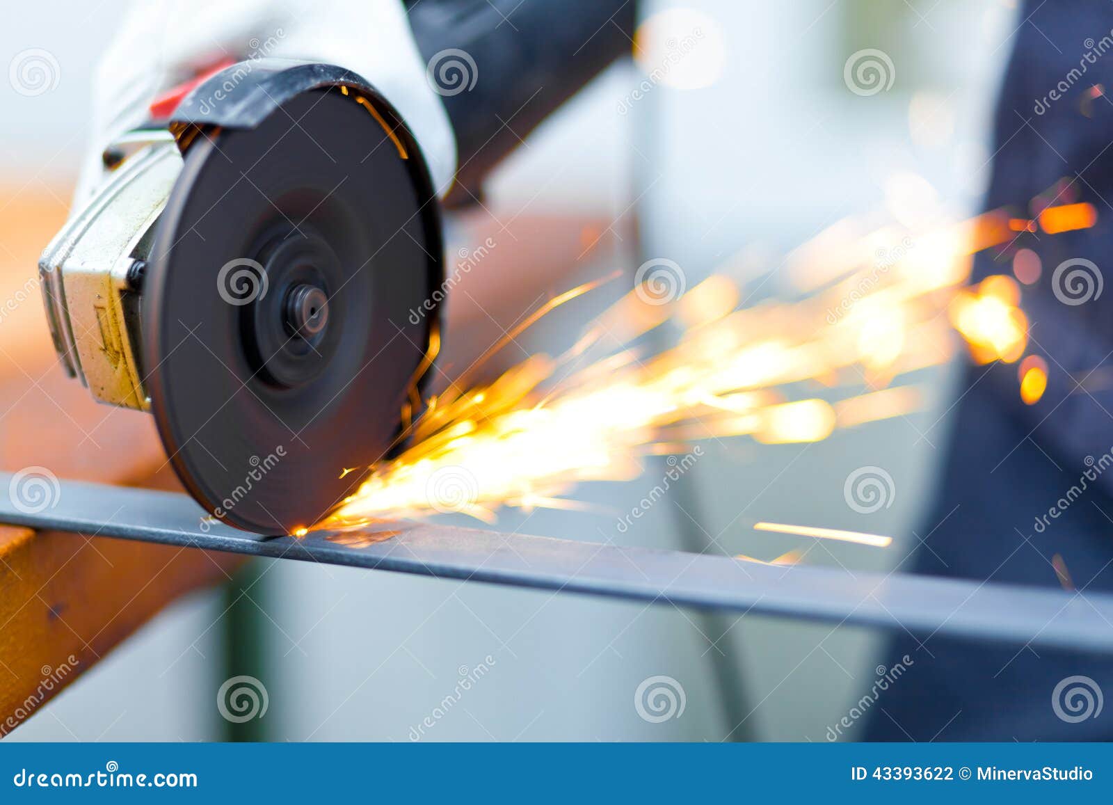 Worker Grinding a Metal Plate Stock Photo - Image of construction ...