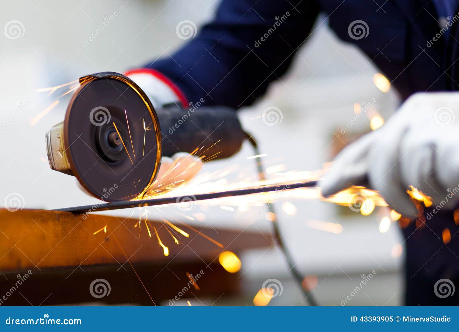 Worker Grinding a Metal Plate Stock Image - Image of sparks, metal ...