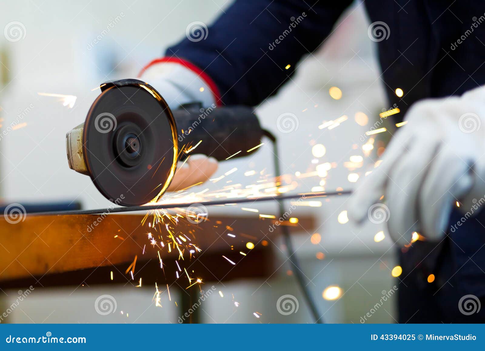 Worker Grinding a Metal Plate Stock Image - Image of industrial ...