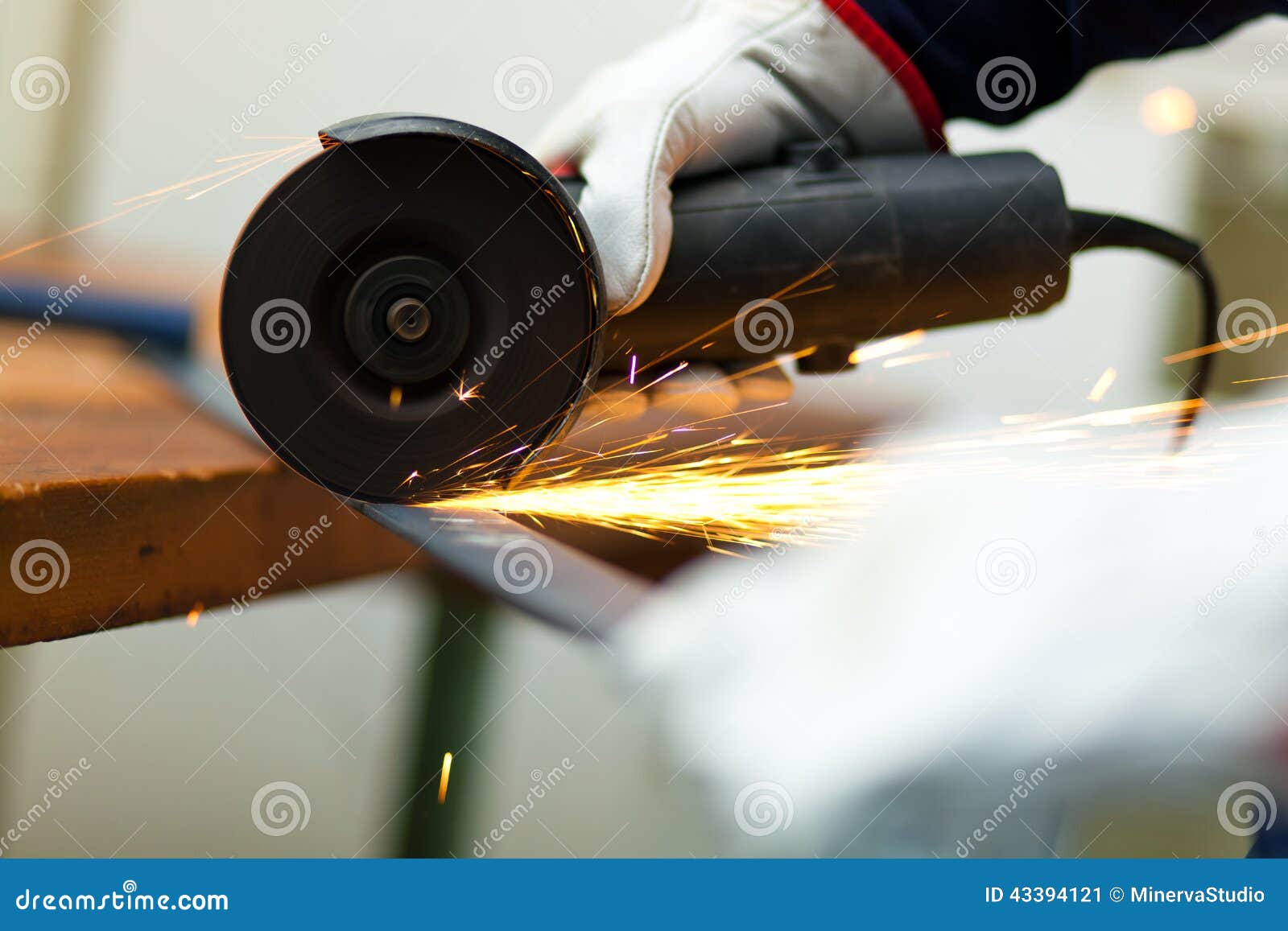 Worker Grinding a Metal Plate Stock Image - Image of construction, work ...