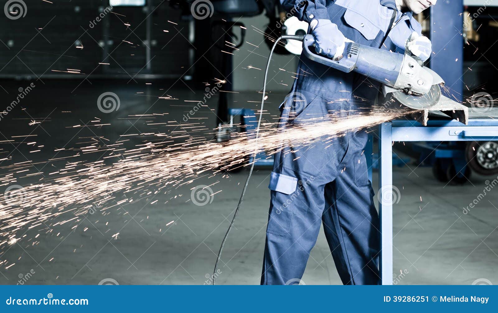 Worker Grinding a Metal Plate Stock Image - Image of work, machine ...