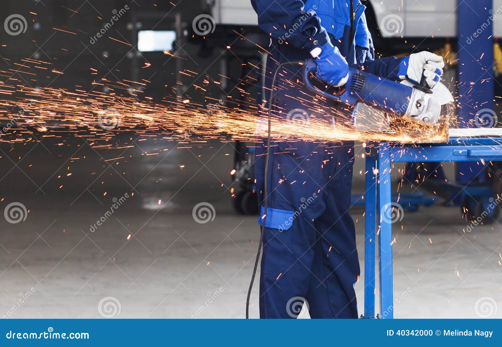 Worker Grinding a Metal Plate Stock Photo - Image of steel, upkeep ...