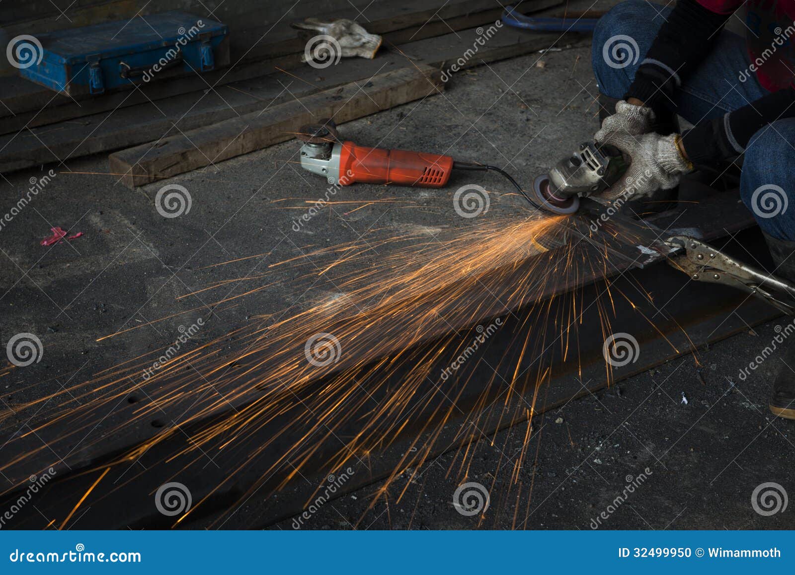 Worker grinding steel stock photo. Image of skilled, bright - 32499950