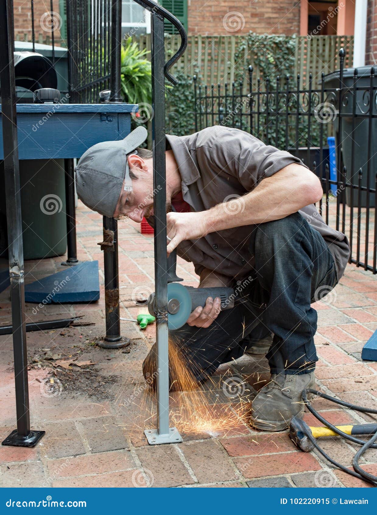 Worker Grinding Weld stock image. Image of adult, glasses - 102220915