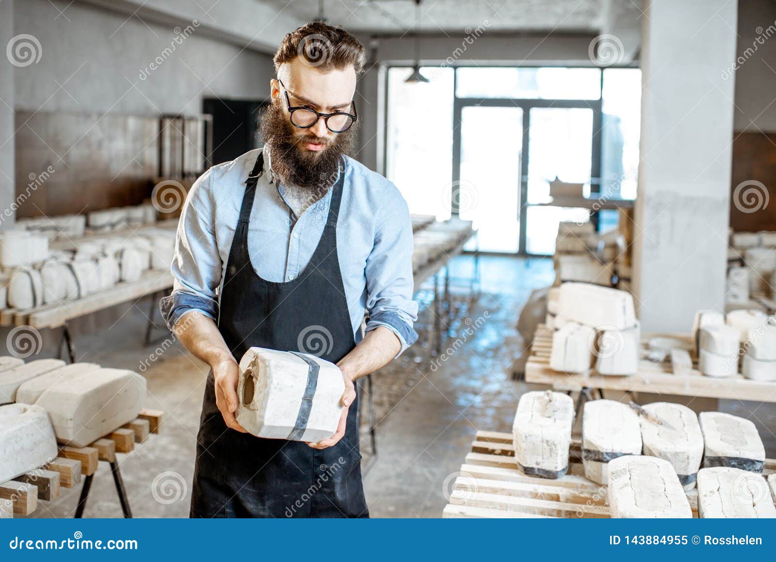 Worker with Gypsum Forms at the Pottery Stock Image - Image of ceramic ...