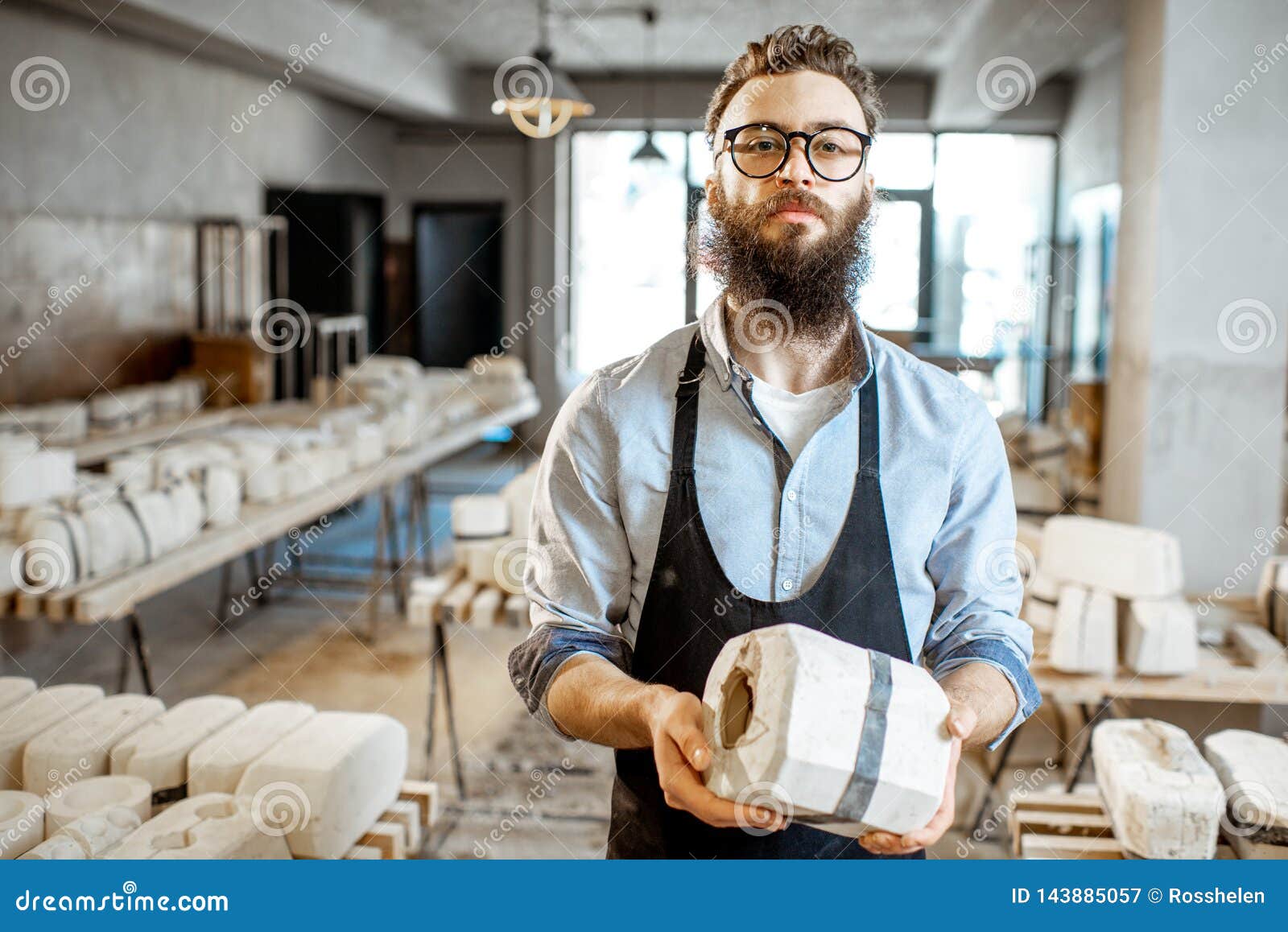 Worker with Gypsum Forms at the Pottery Stock Image - Image of factory ...