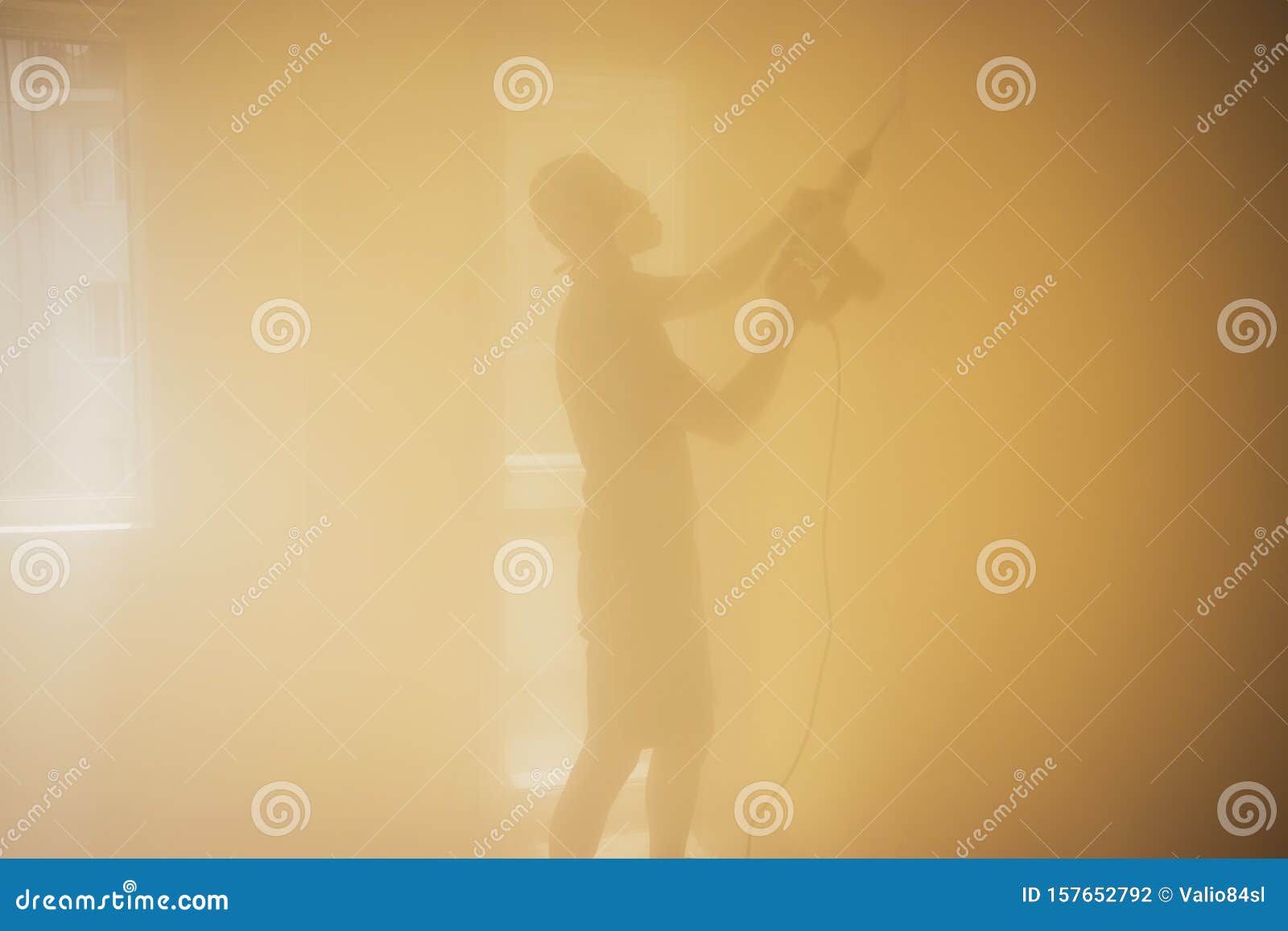 Worker with Hammer, Breaking Interior Wall Plastering Stock Photo ...