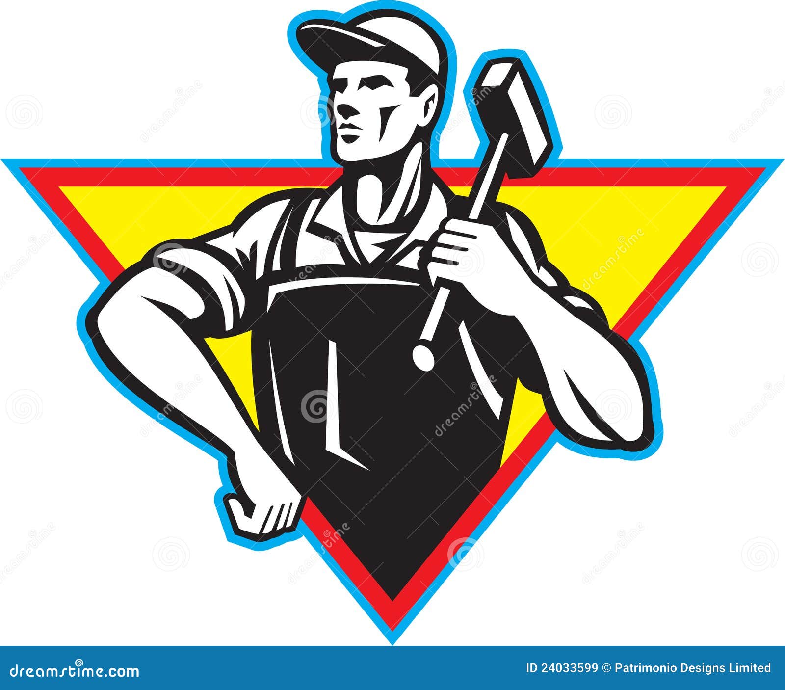 Worker with Hammer Retro stock vector. Illustration of blacksmith ...