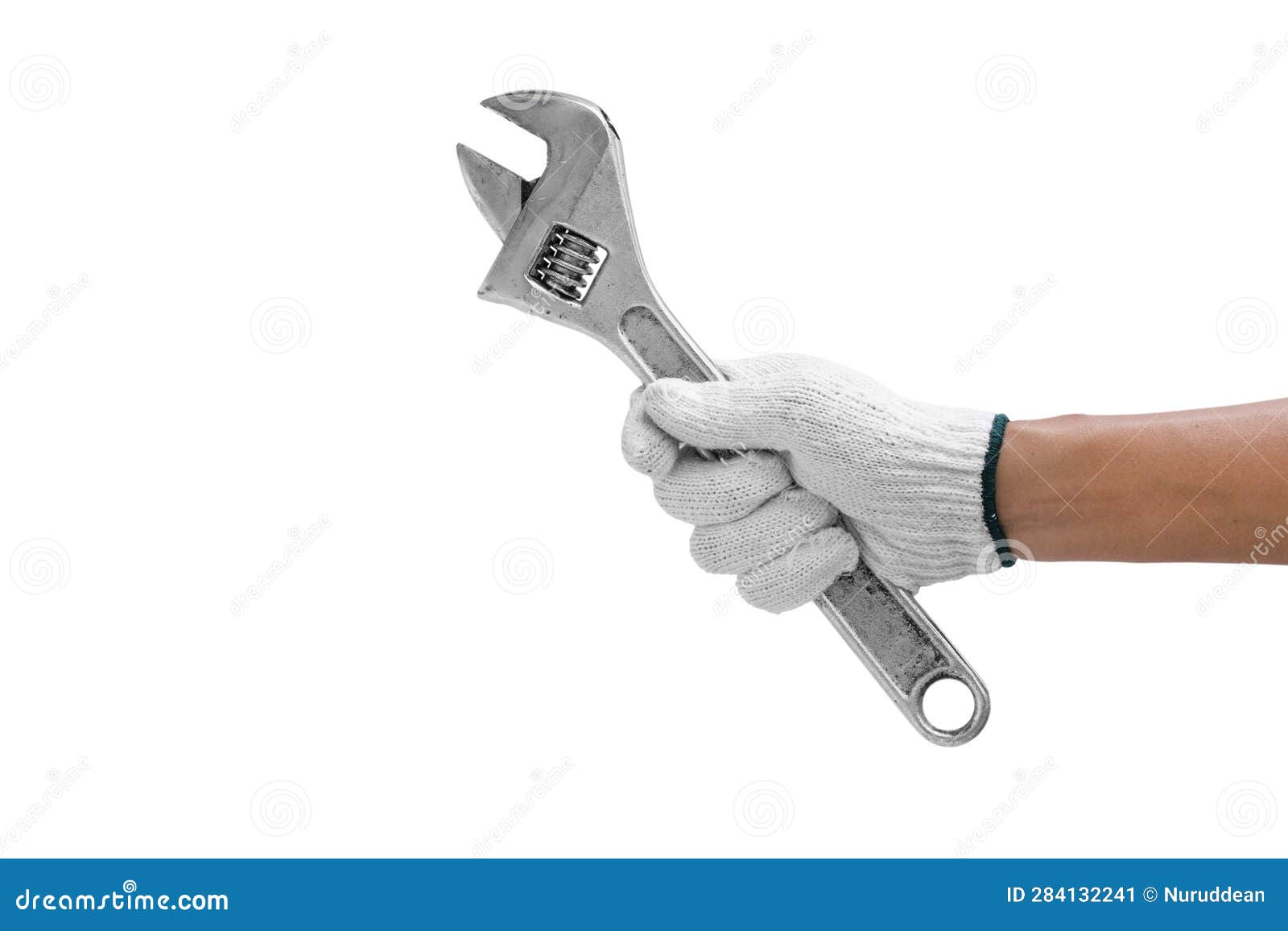 Worker Hand Holding Spanner Isolated on White Background - Clipping ...