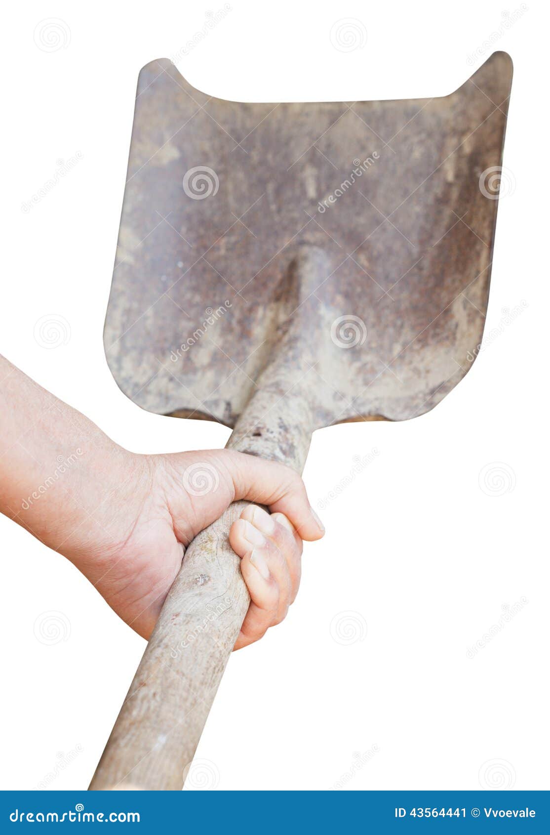 Worker Hand Holds Old Shovel Stock Image - Image of handle, country ...