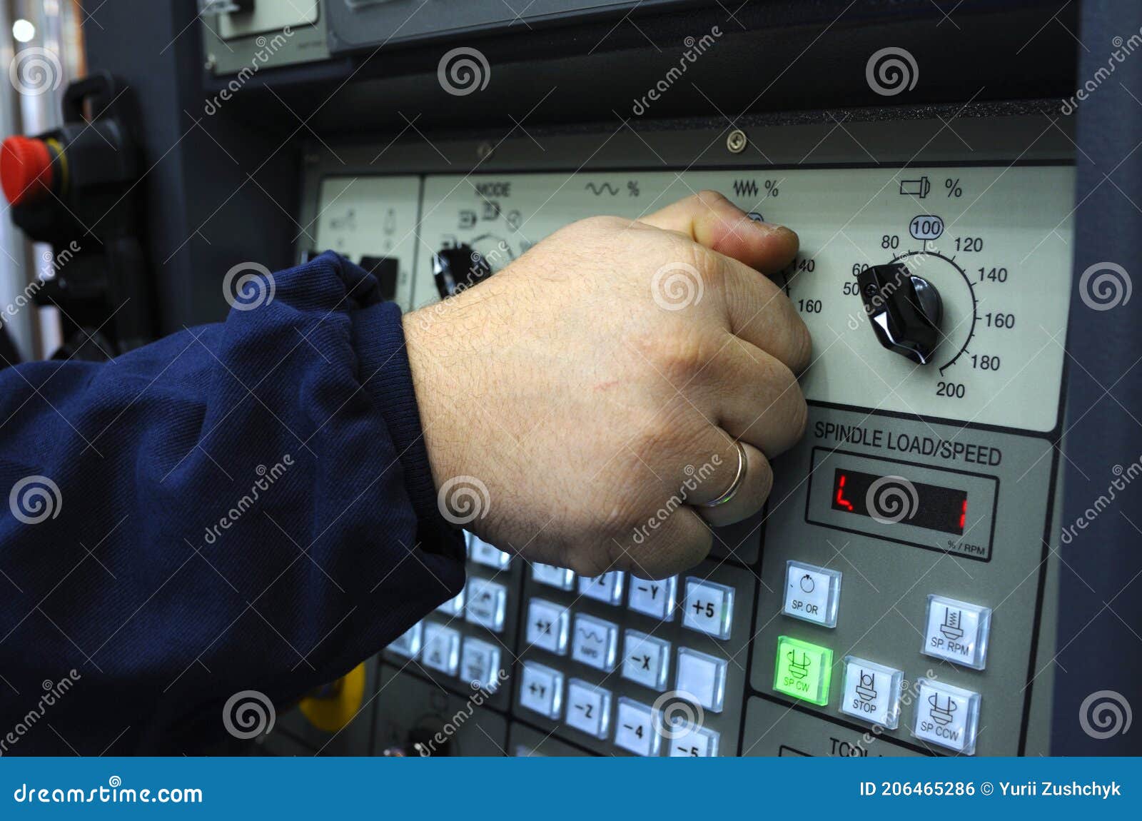 Worker Hand Turning the Switch Button on the Board of Computer ...