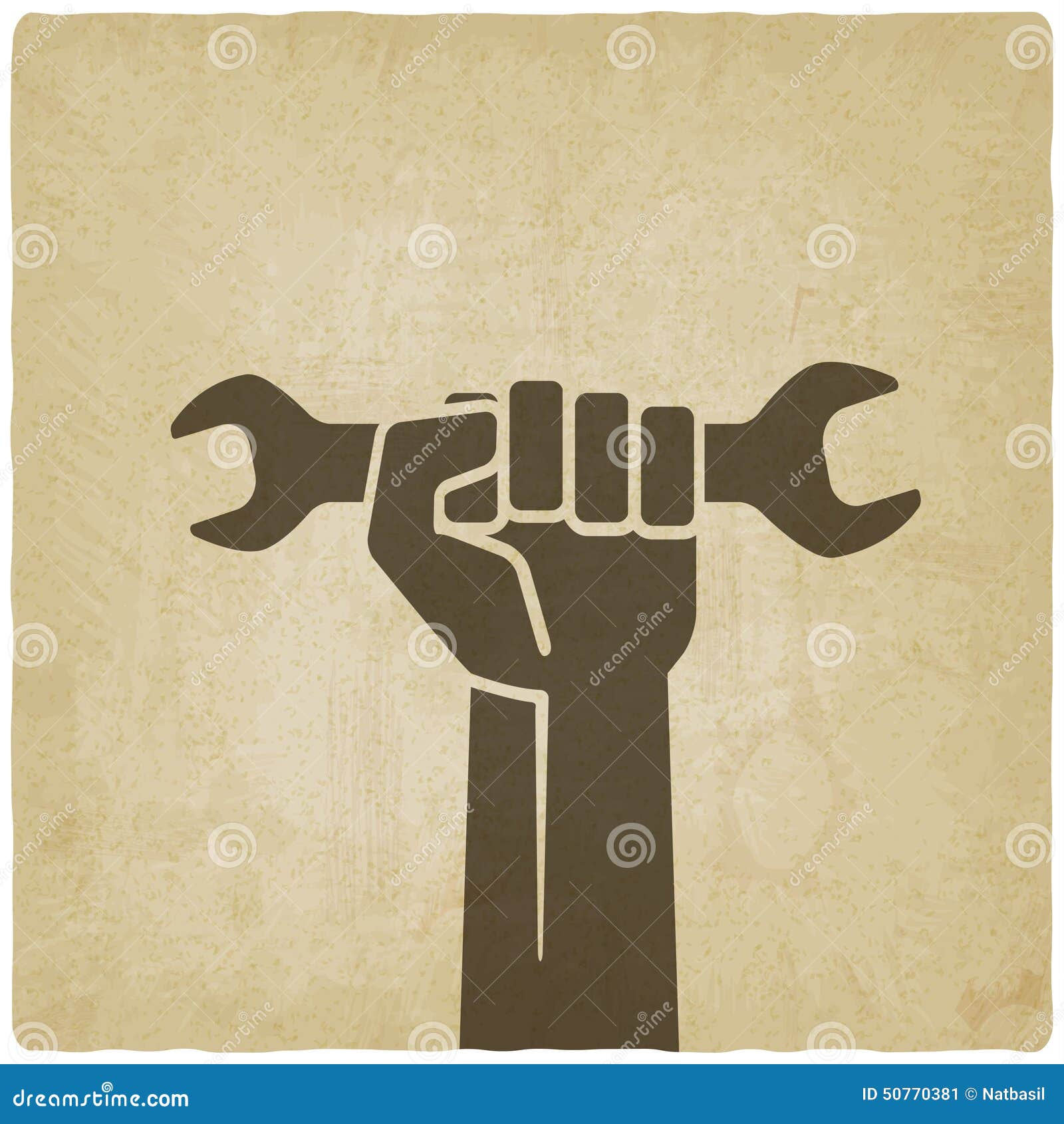 Worker Hand with Wrench Symbol Stock Vector - Illustration of industry ...