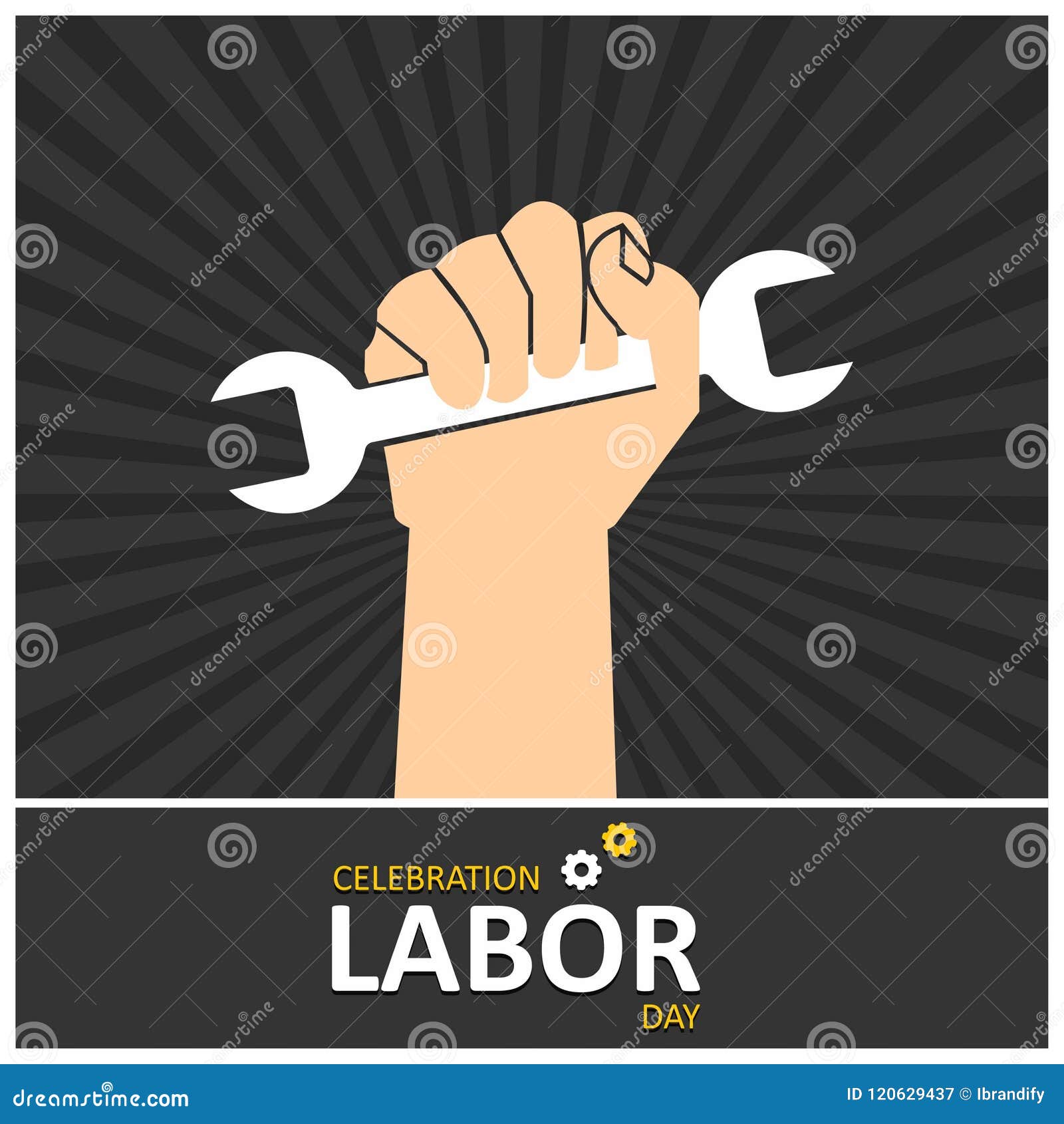 Worker Hand with Wrench Symbol Stock Vector - Illustration of vector ...