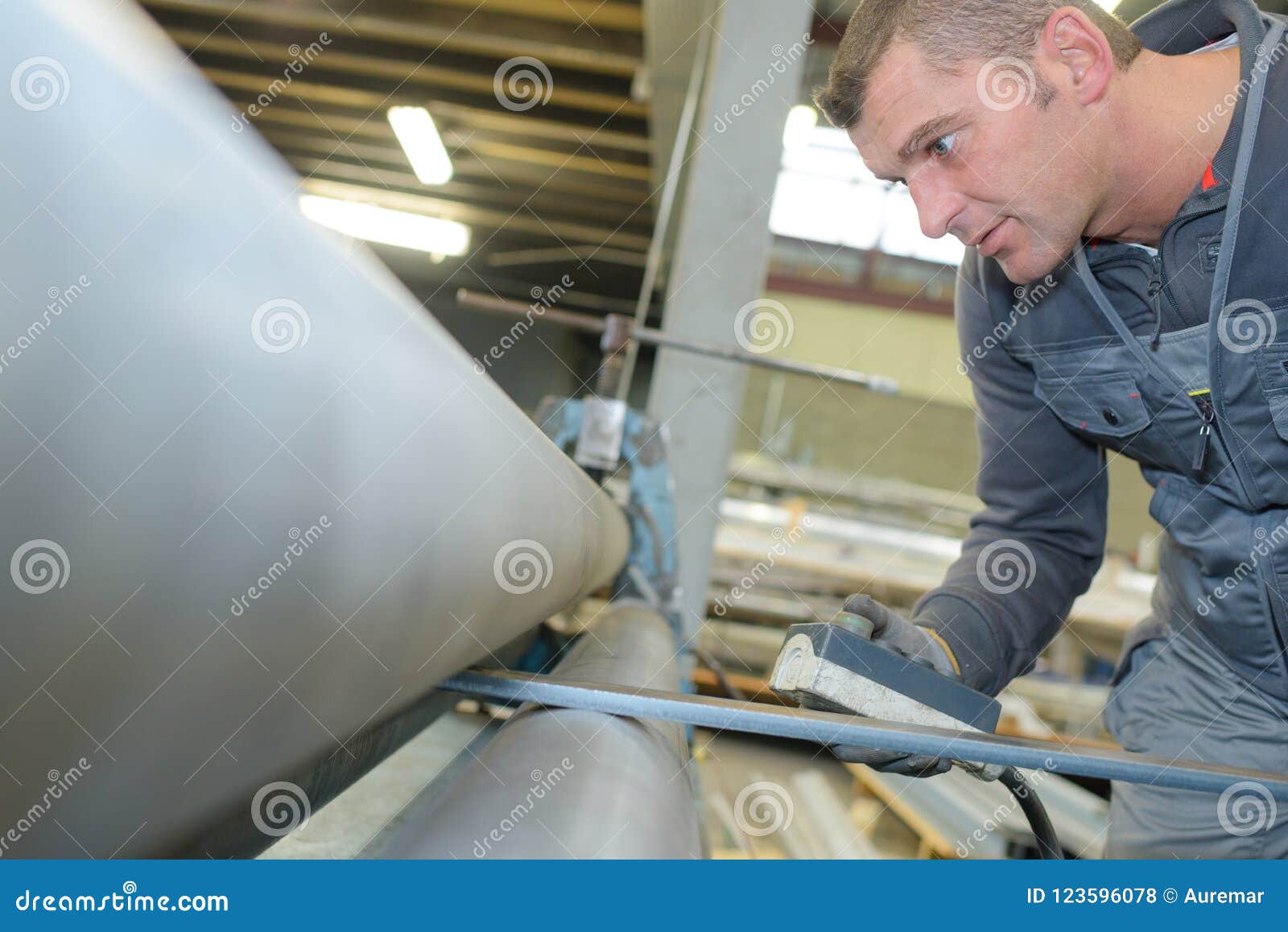 Worker Handling Machine with Pendent Control Switch Stock Photo - Image ...