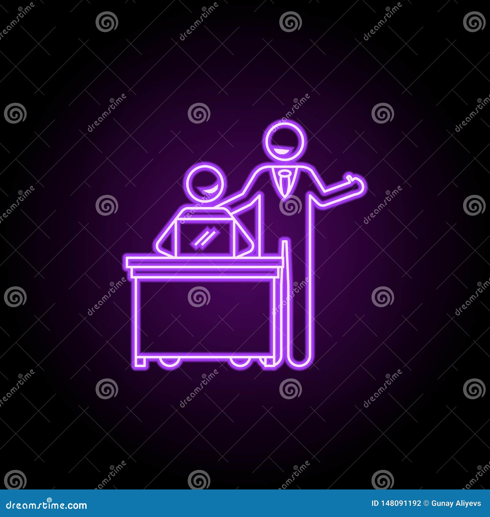 Worker with Happy Boss Neon Icon. Elements of People in the Work Set ...