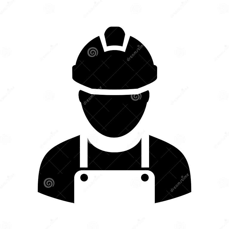 Worker with hard hat icon stock vector. Illustration of labourer - 89283214