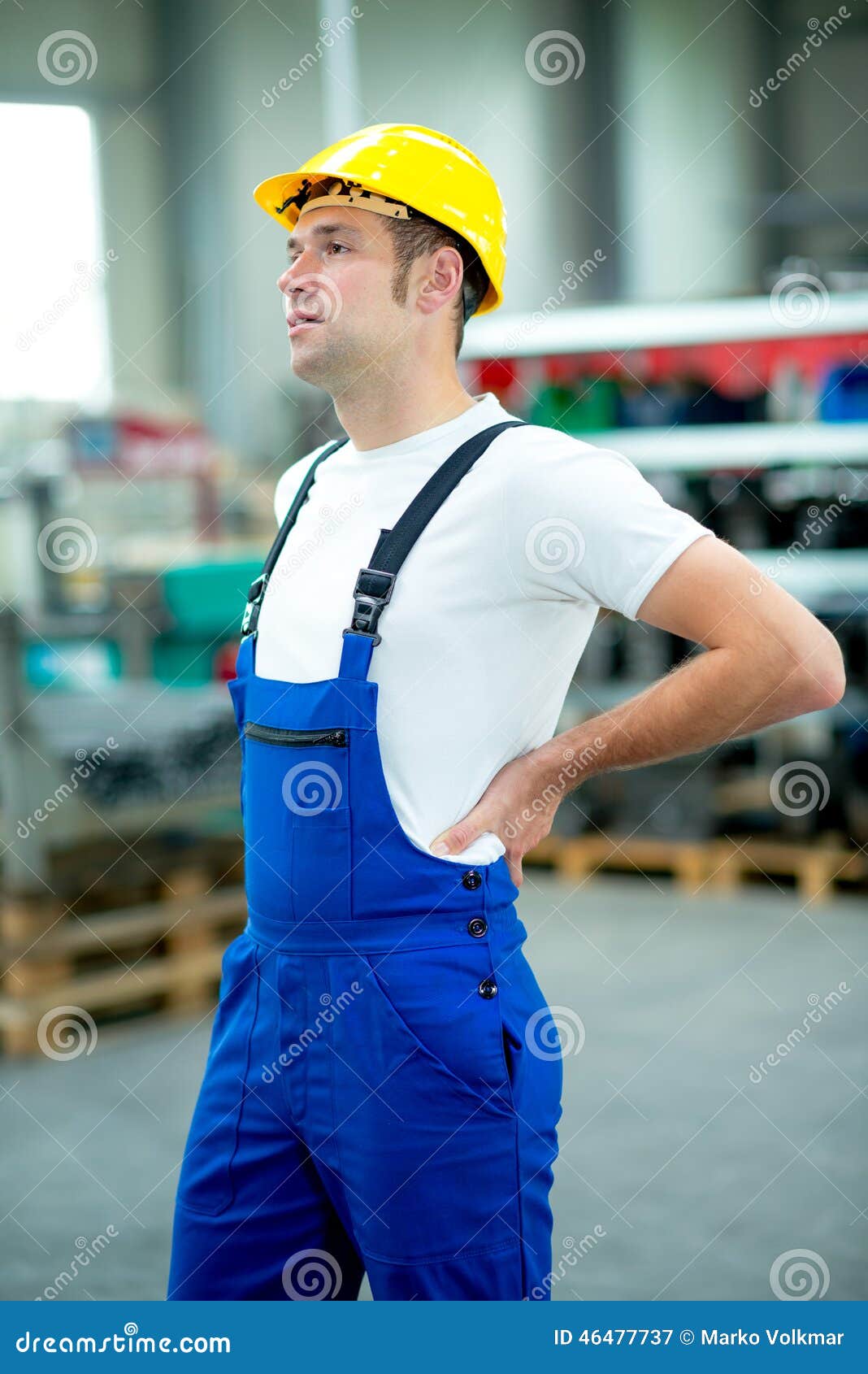Worker has back pain stock image. Image of hardware, constructor - 46477737