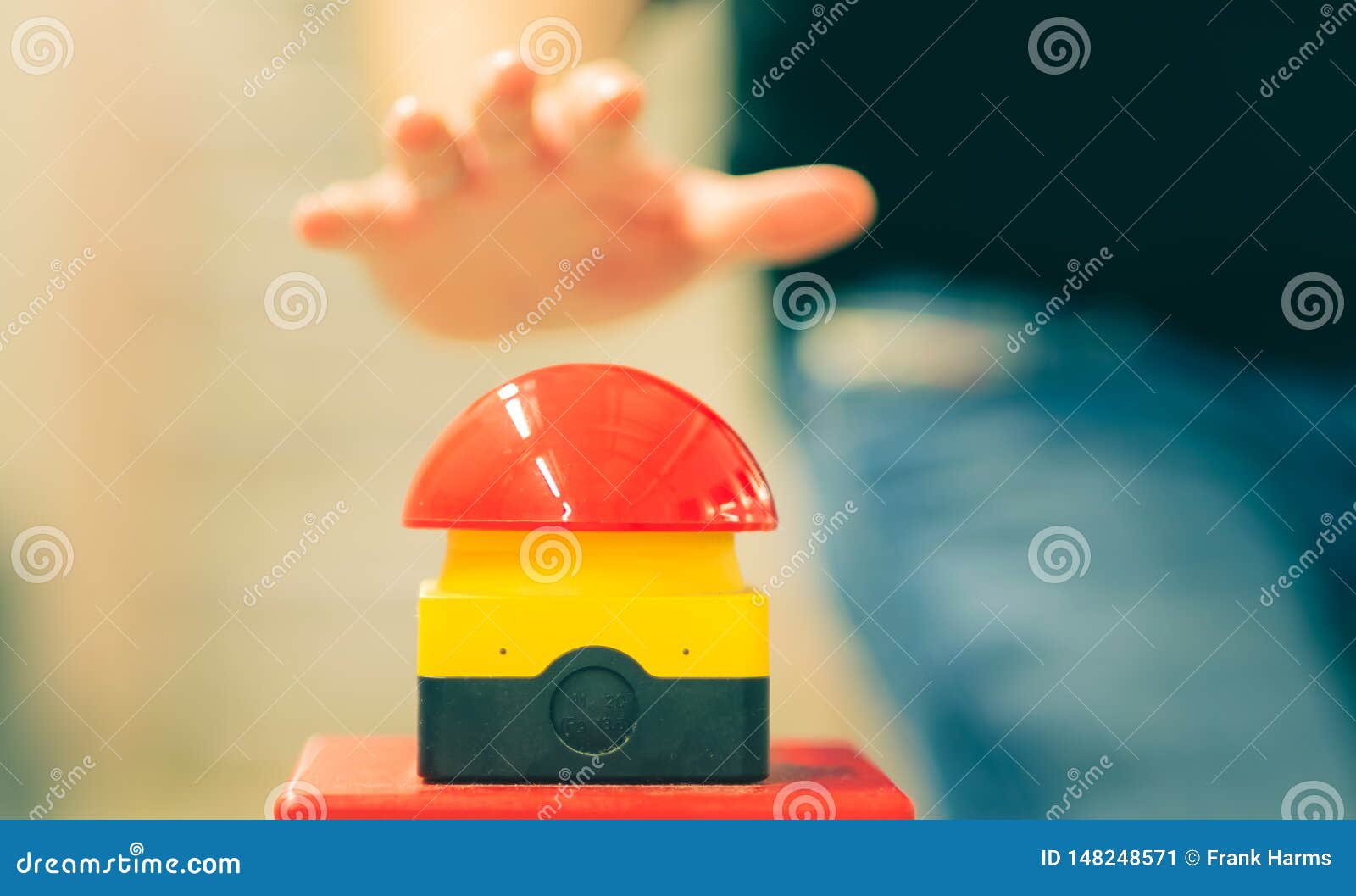 Worker Has To Press the Emergency Button Fast Stock Image - Image of ...