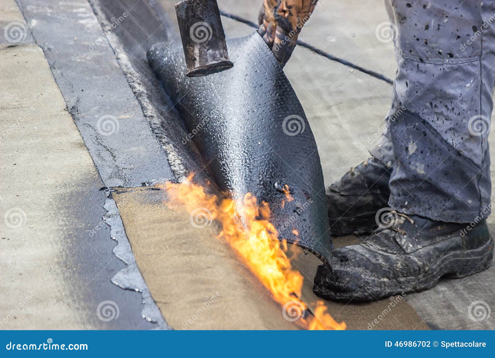 Worker Heating and Melting Bitumen Felt 3 Stock Photo - Image of heat ...