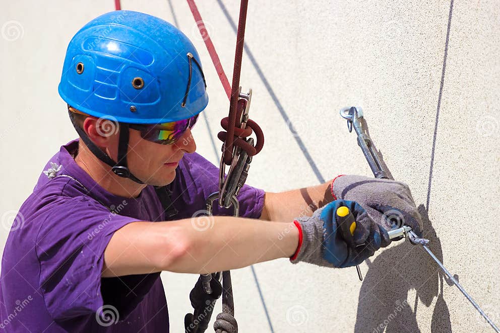 Worker at height stock image. Image of repair, protection - 42190885