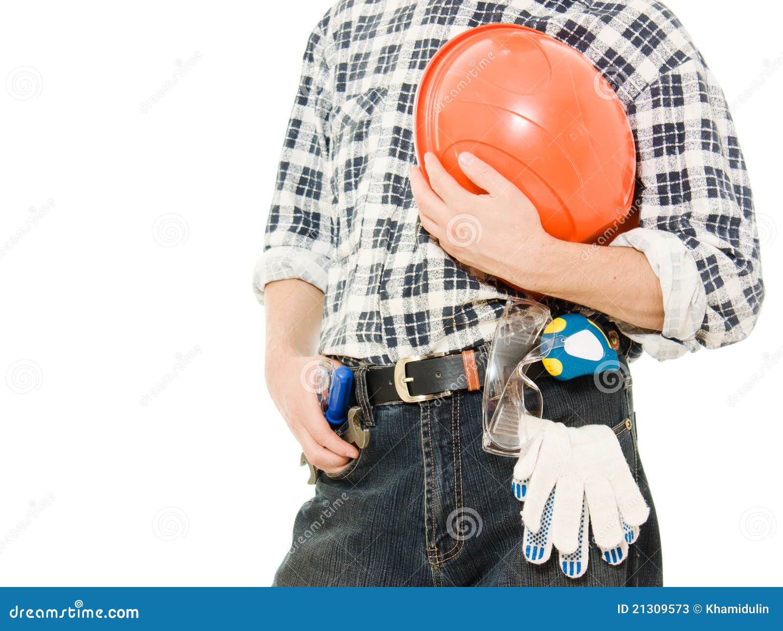 A Worker with Helmet in Hand. Stock Image - Image of construction, tool ...