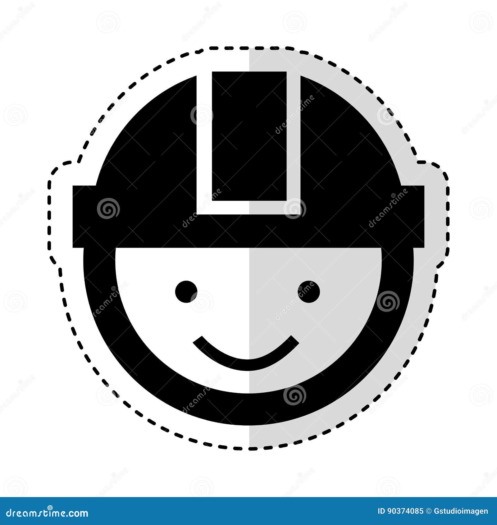 Worker with helmet head stock vector. Illustration of contractor - 90374085