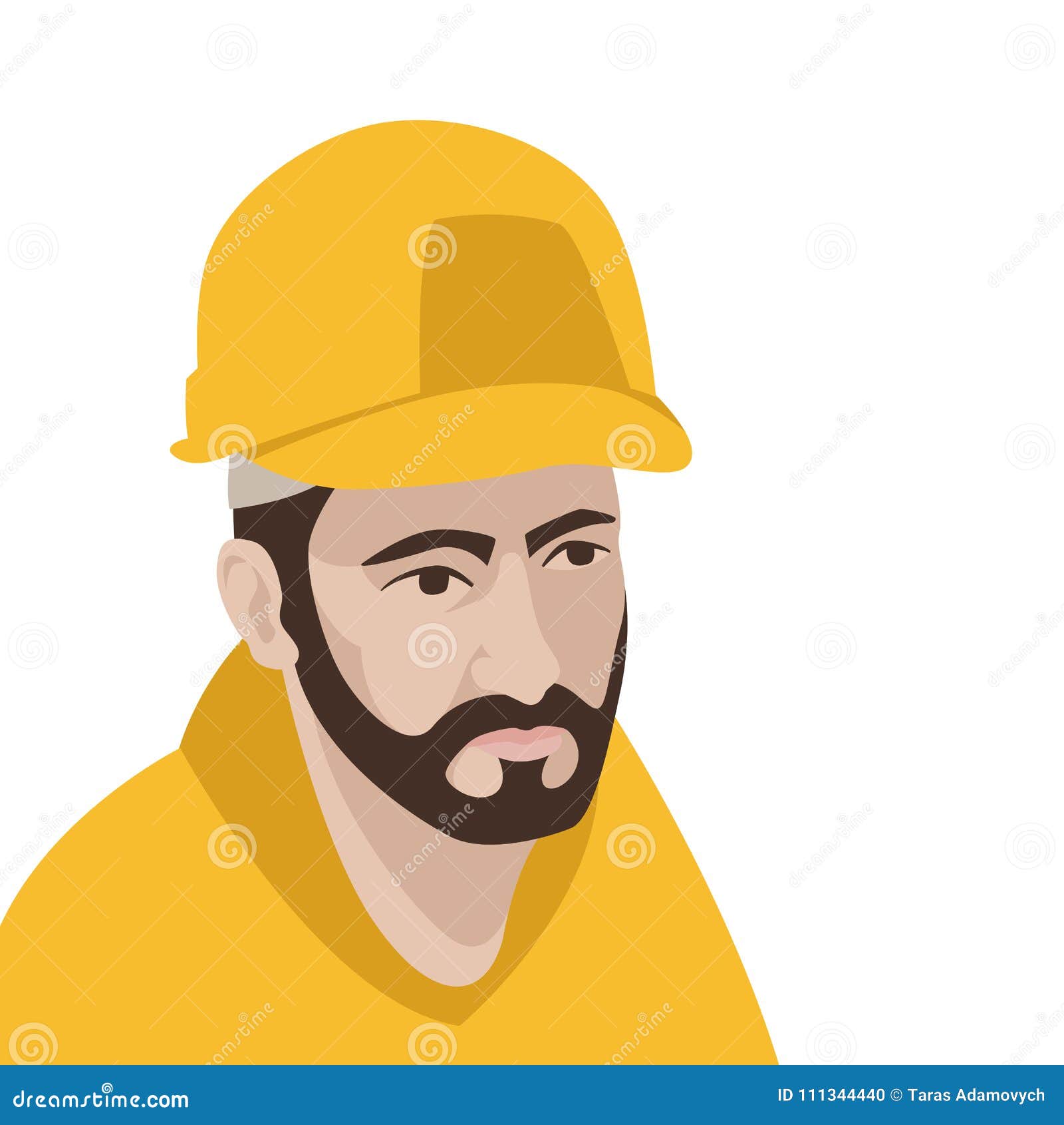 Worker in Helmet Head Vector Illustration Flat Style Stock Vector ...