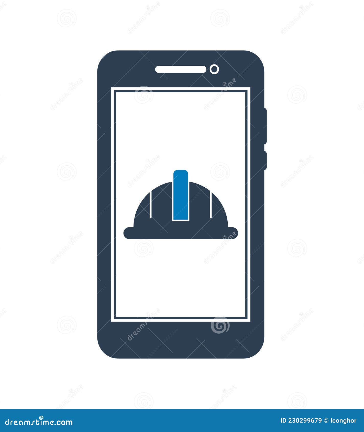 Worker Helmet Icon on Mobile Screen. Stock Vector - Illustration of ...