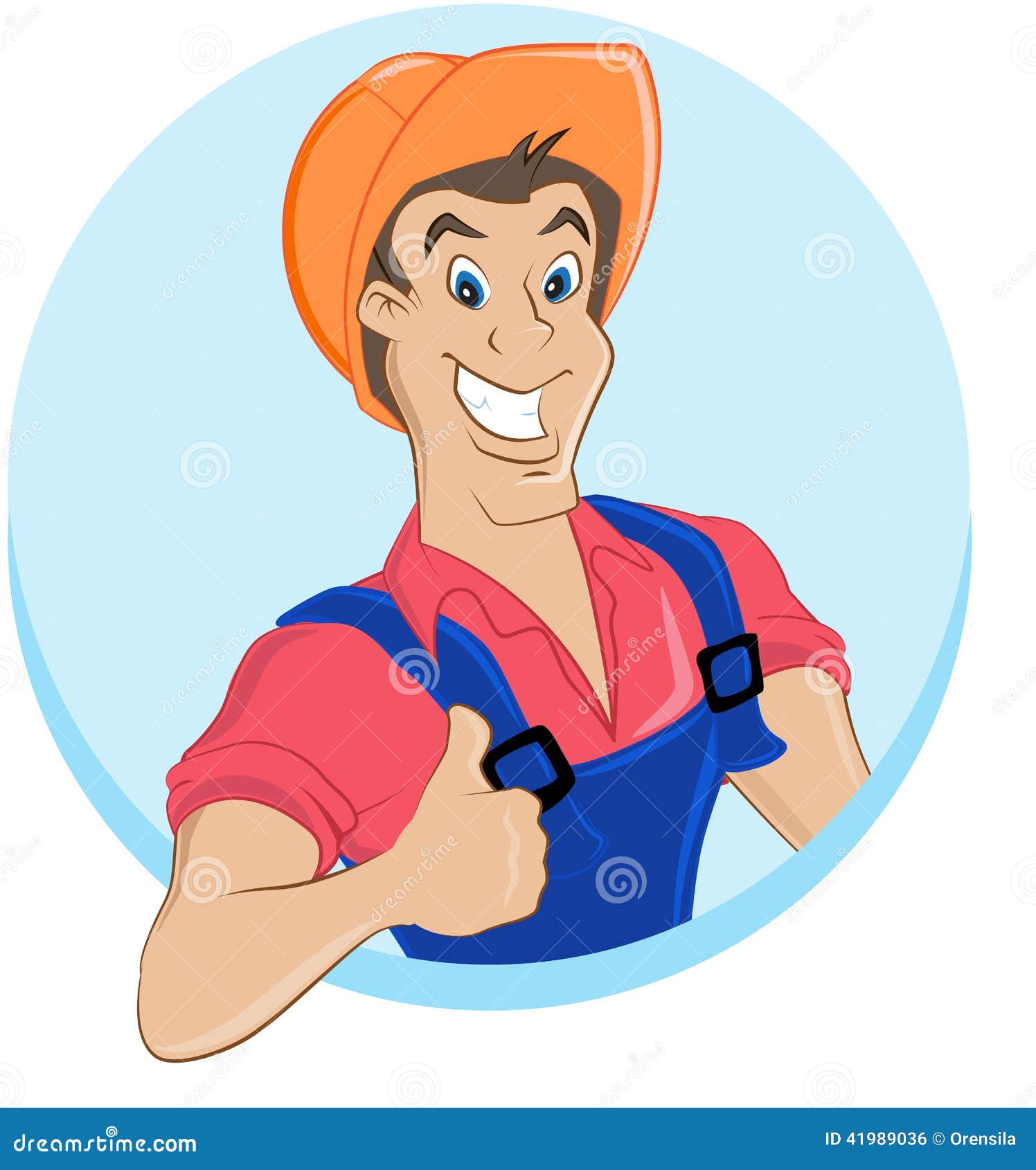 Worker in Helmet Smiling and Showing Thumb Stock Vector - Illustration ...