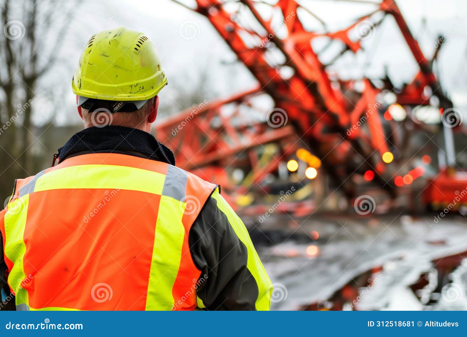 Worker With A Highvis Jacket Signaling Crane Mishap Royalty-Free Stock ...