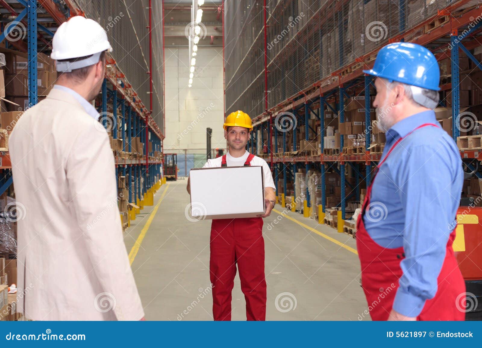 Worker Holding Box in Warehouse Stock Image - Image of experience ...
